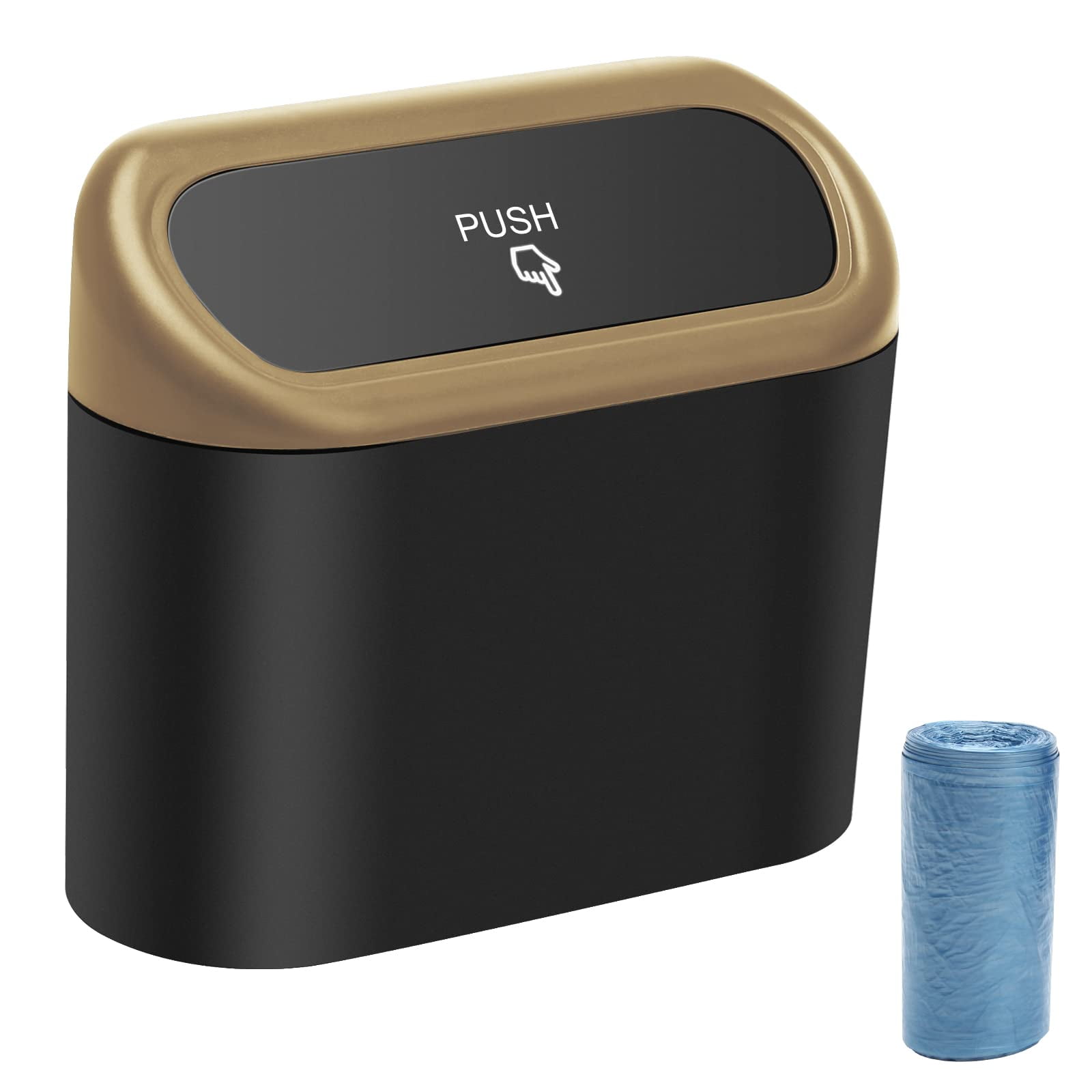 Plutput Portable Car Trash Can with Lid, Mini Hanging Bin with 30 Bags ...