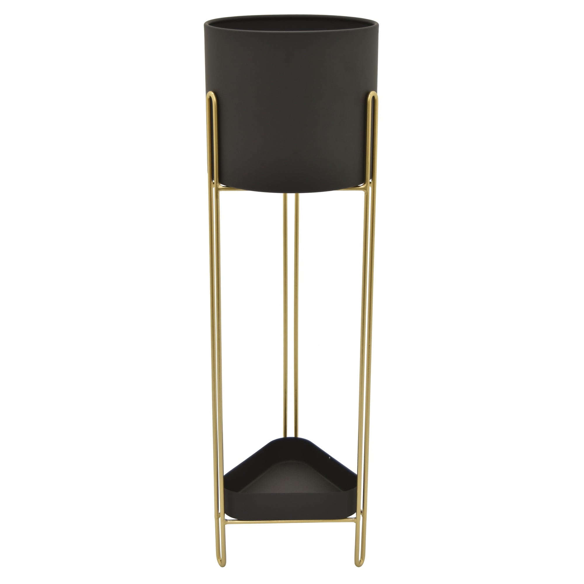 Plutus 27" Modern Metal Planter with Stand in Black - Walmart.com
