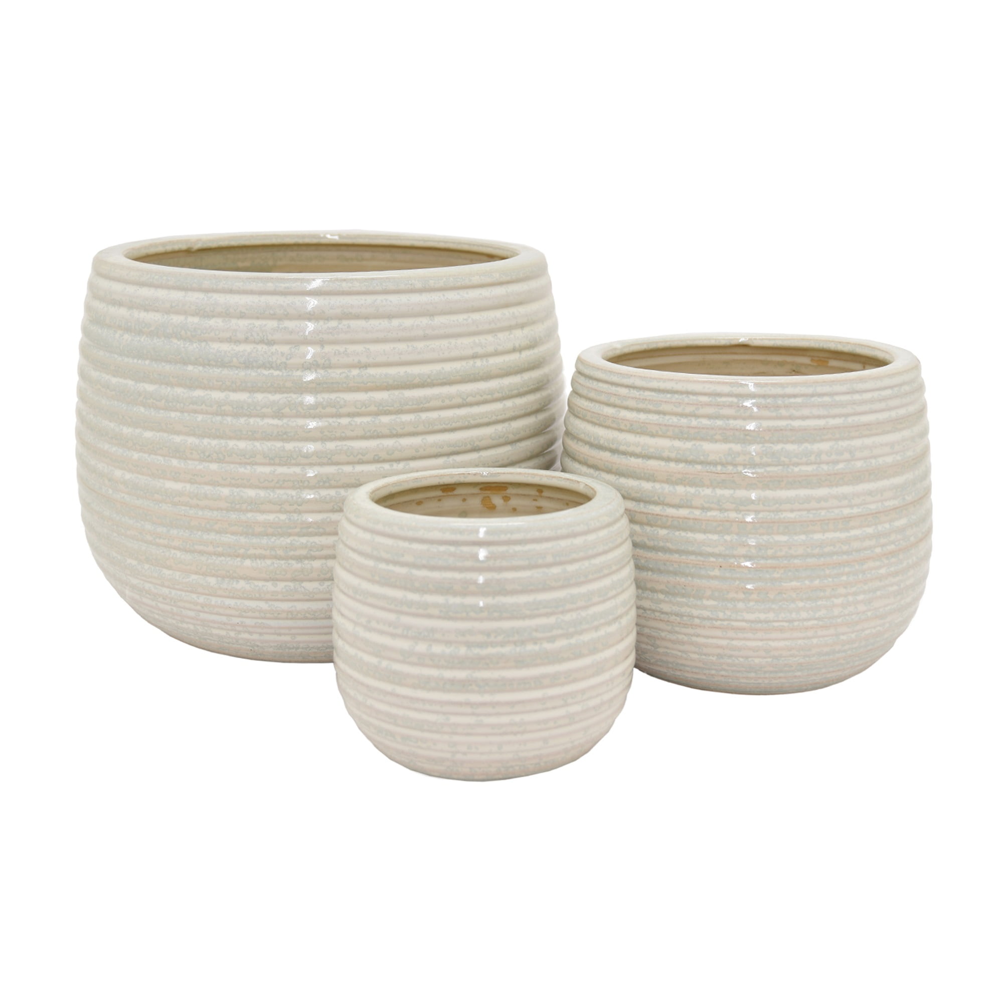Plutus 3 Piece Modern Porcelain Planter Set in White - Walmart.com
