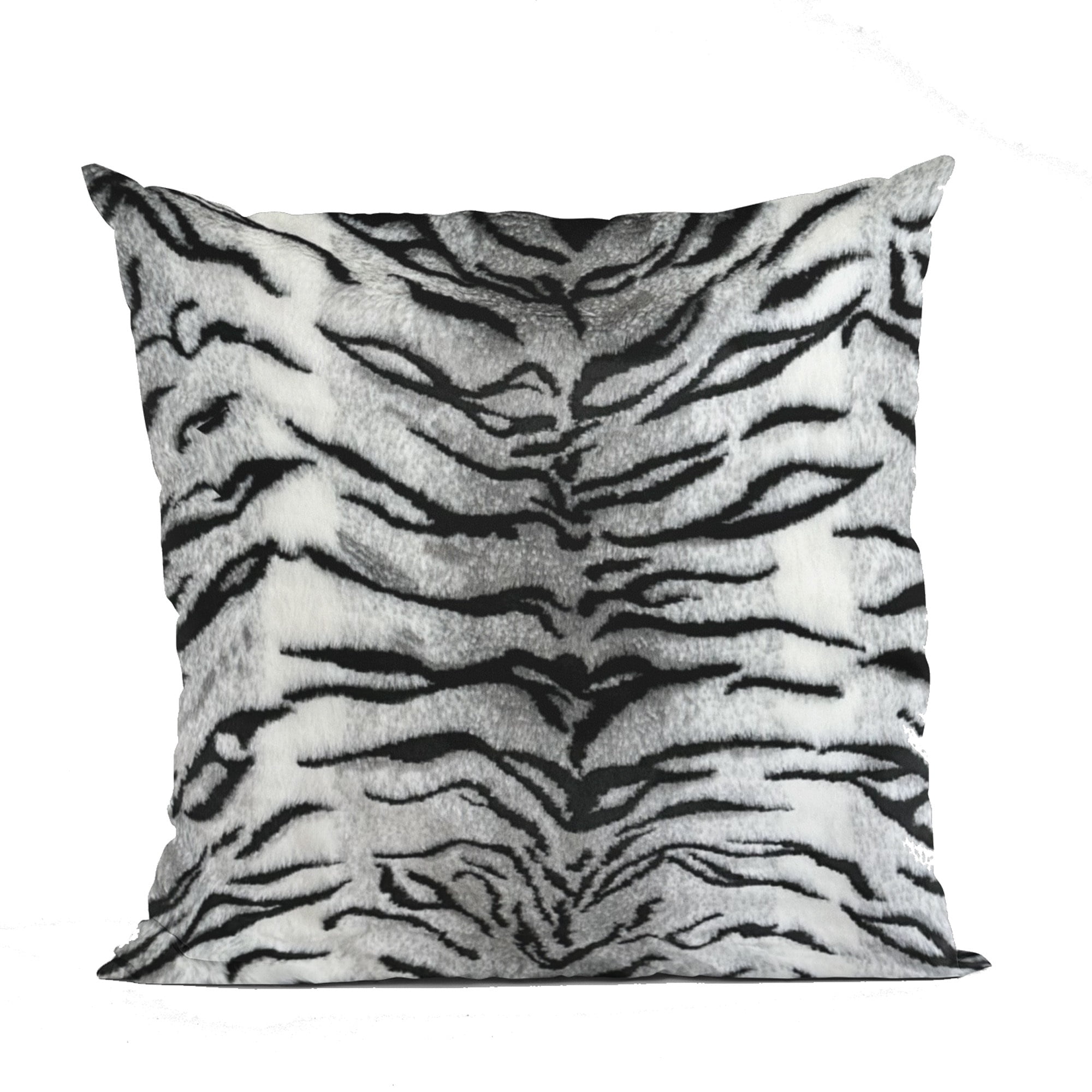 Plutus Black and White Zebra Animal Faux Fur Luxury Throw Pillow ...