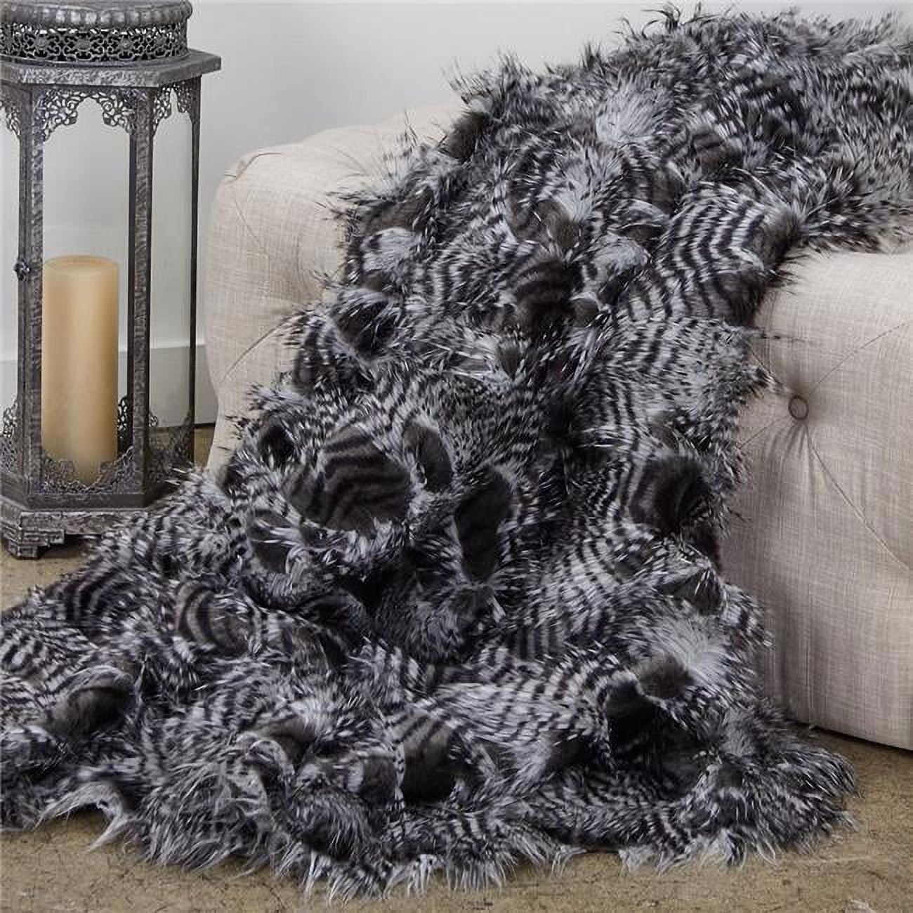Plutus Brands 36 x 60 in. Porcupine Grey & Silver Faux Fur Luxury Throw ...