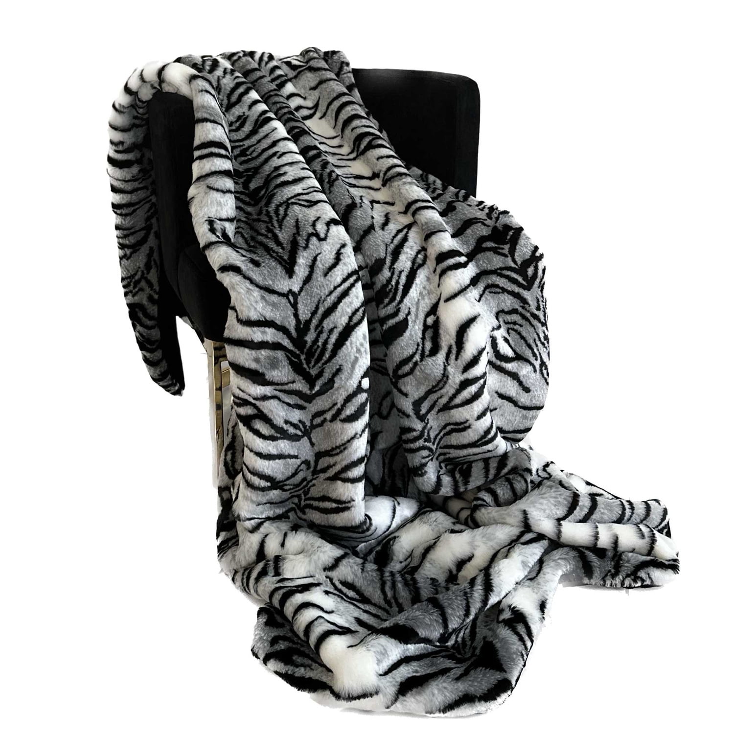 Plutus Brands Plutus Black and White Zebra Faux Fur Luxury Throw Blanket, Throw 60W x 96L ...