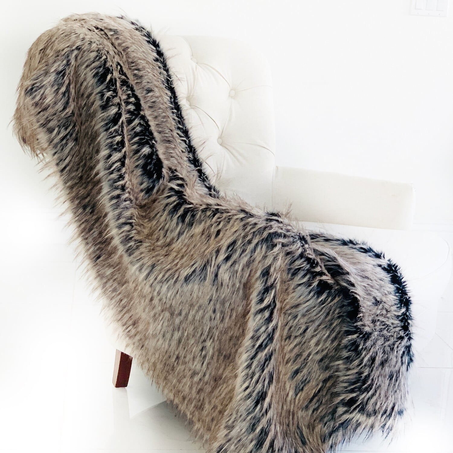 Plutus Brands Foxy Brown Gray Plush Handmade Luxury Faux Fur Throw ...