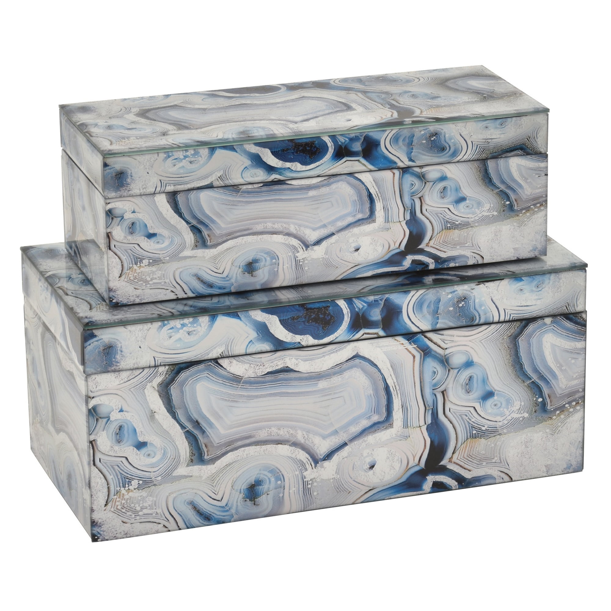 Plutus 2 Piece Modern Glass Box Set in Blue - Walmart.com