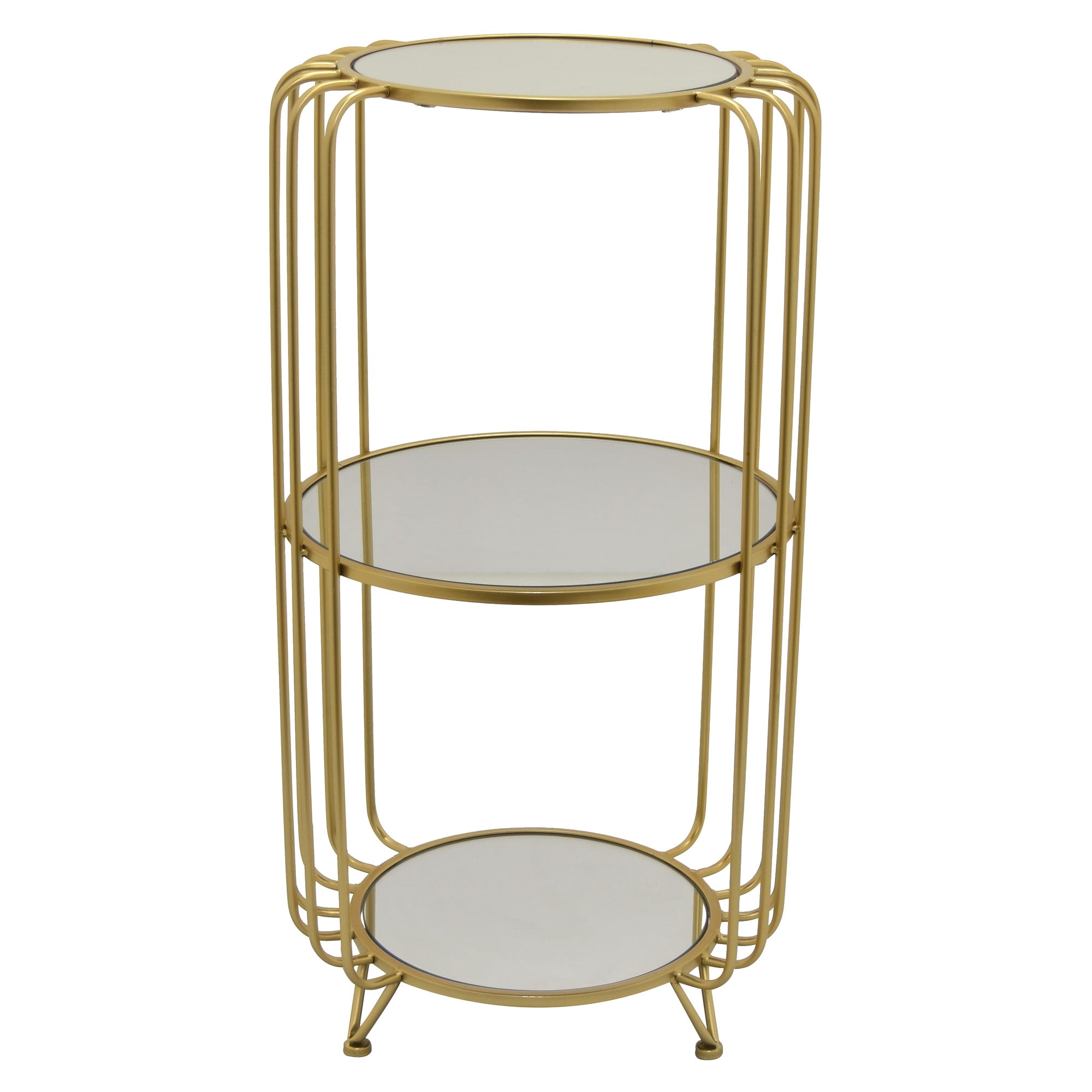 Plutus Modern Metal Mirrored Plant Stand in Gold - Walmart Business ...