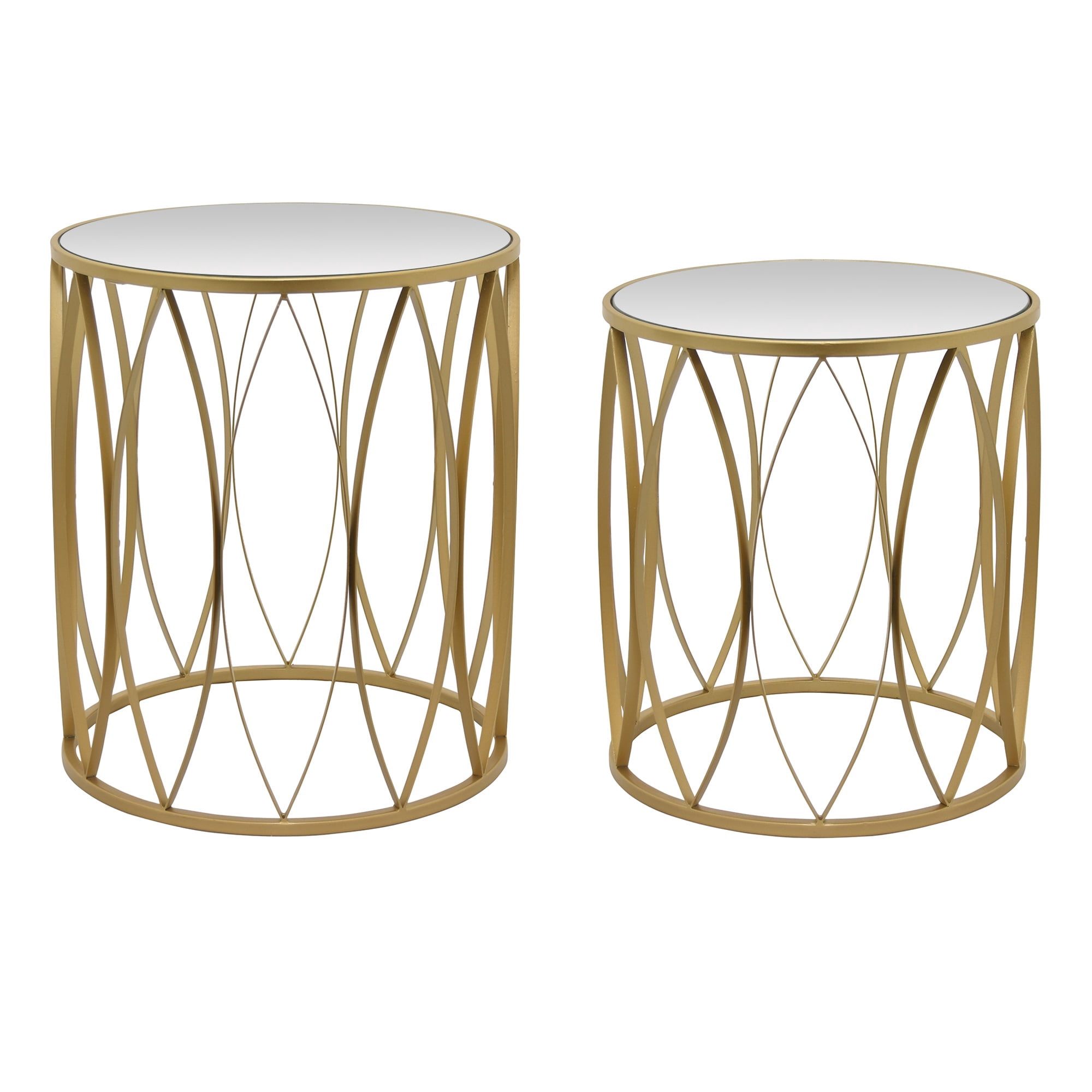 Plutus 2 Piece Modern Mirrored Metal Plant Stand Set in Gold - Walmart.com