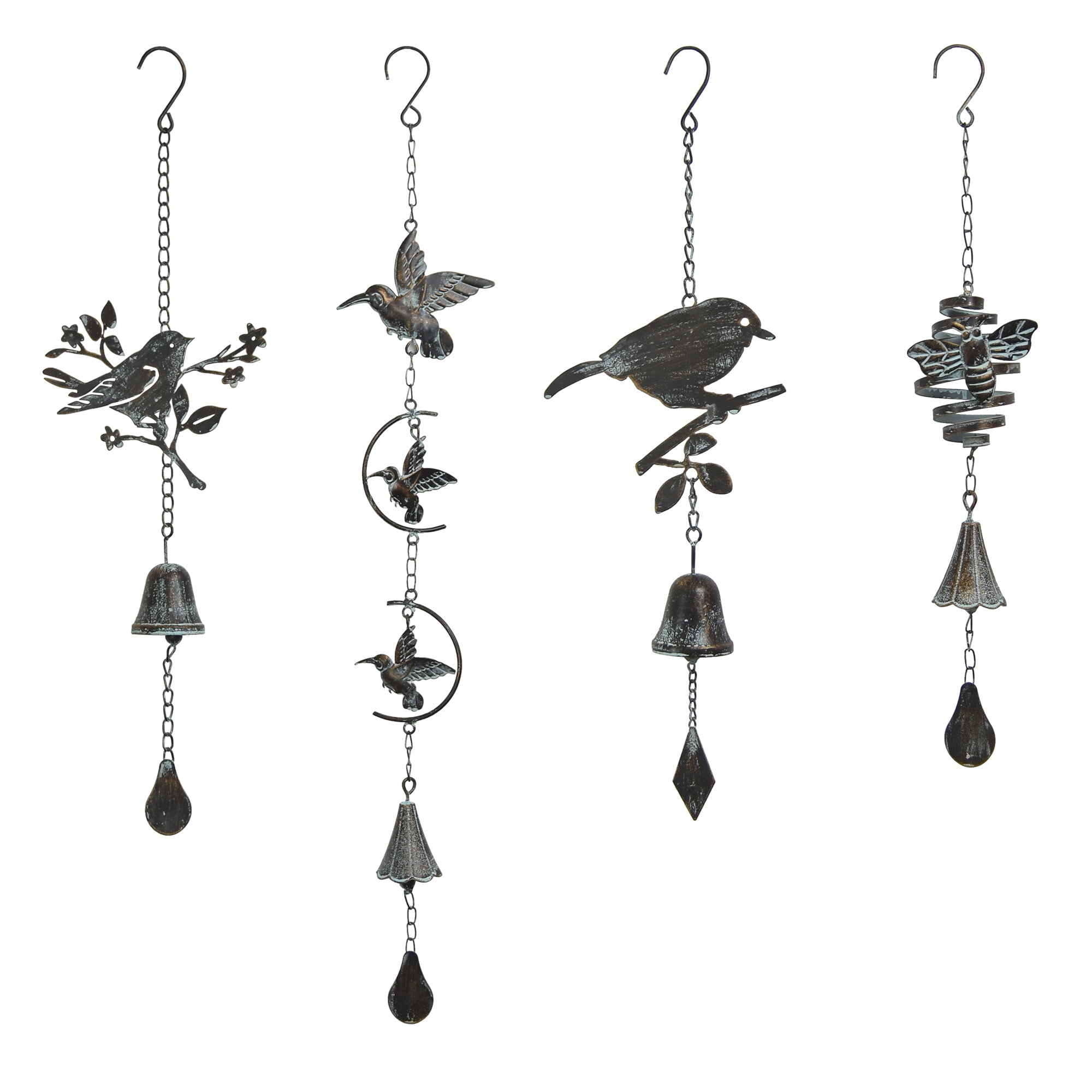 Plutus 4 Piece Modern Metal Windchime Set in Green - Walmart Business ...