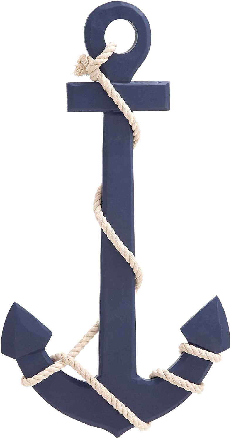 Plutus Brands Navy Blue Color Palette Attractive Wood Rope Wall Anchor ...