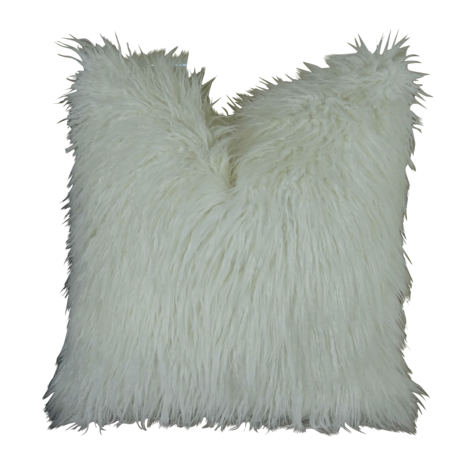 Plutus Curly Mongolian Fur White Handmade Throw Pillow - Walmart.com