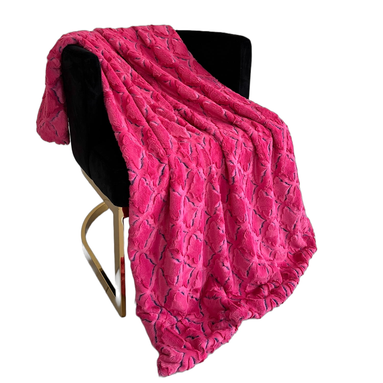 Plutus Brands Fuchsia Purple Diamond Faux Fur Luxury Throw Blanket ...