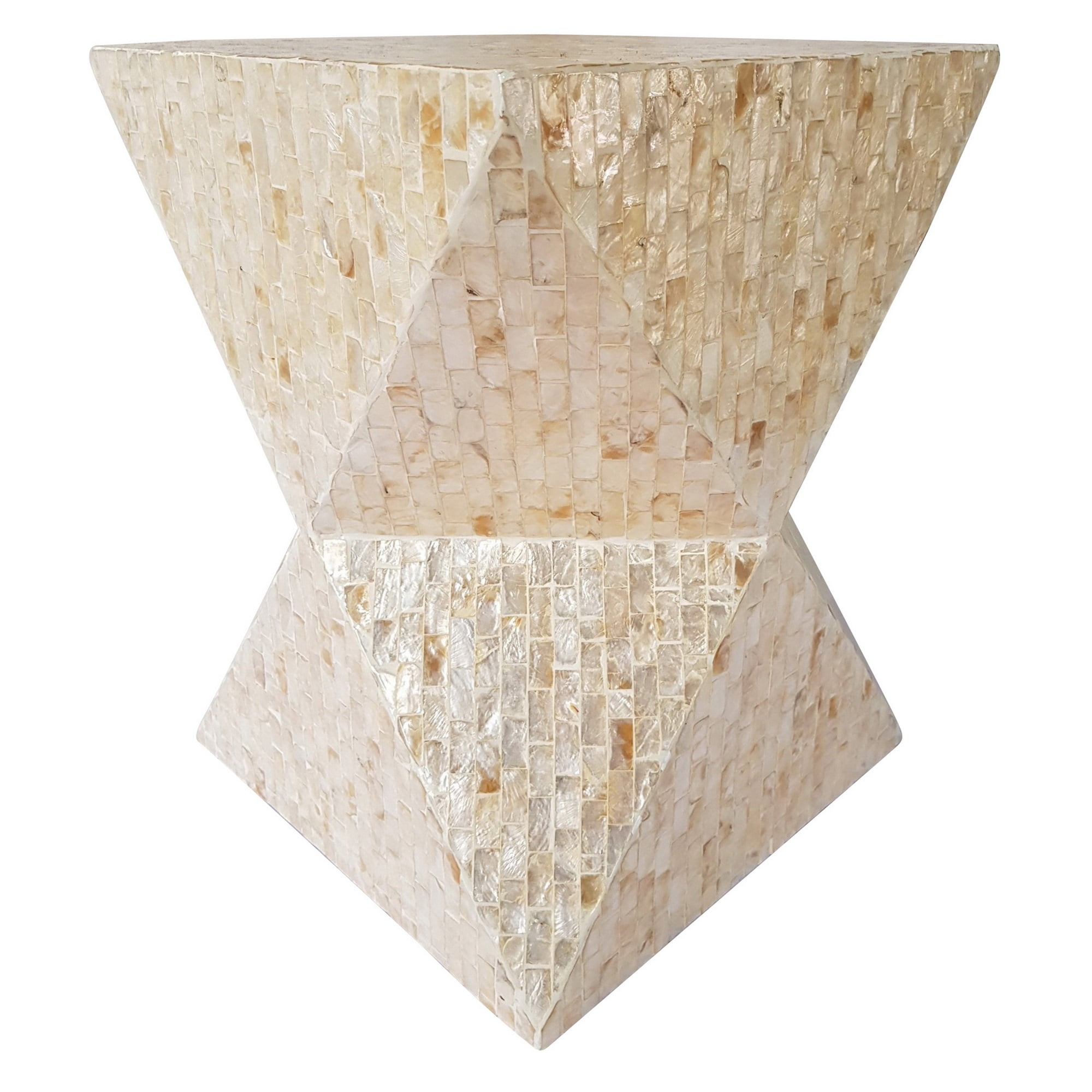 Plutus Modern Wood Stool with Capiz in Champagne - Walmart.com