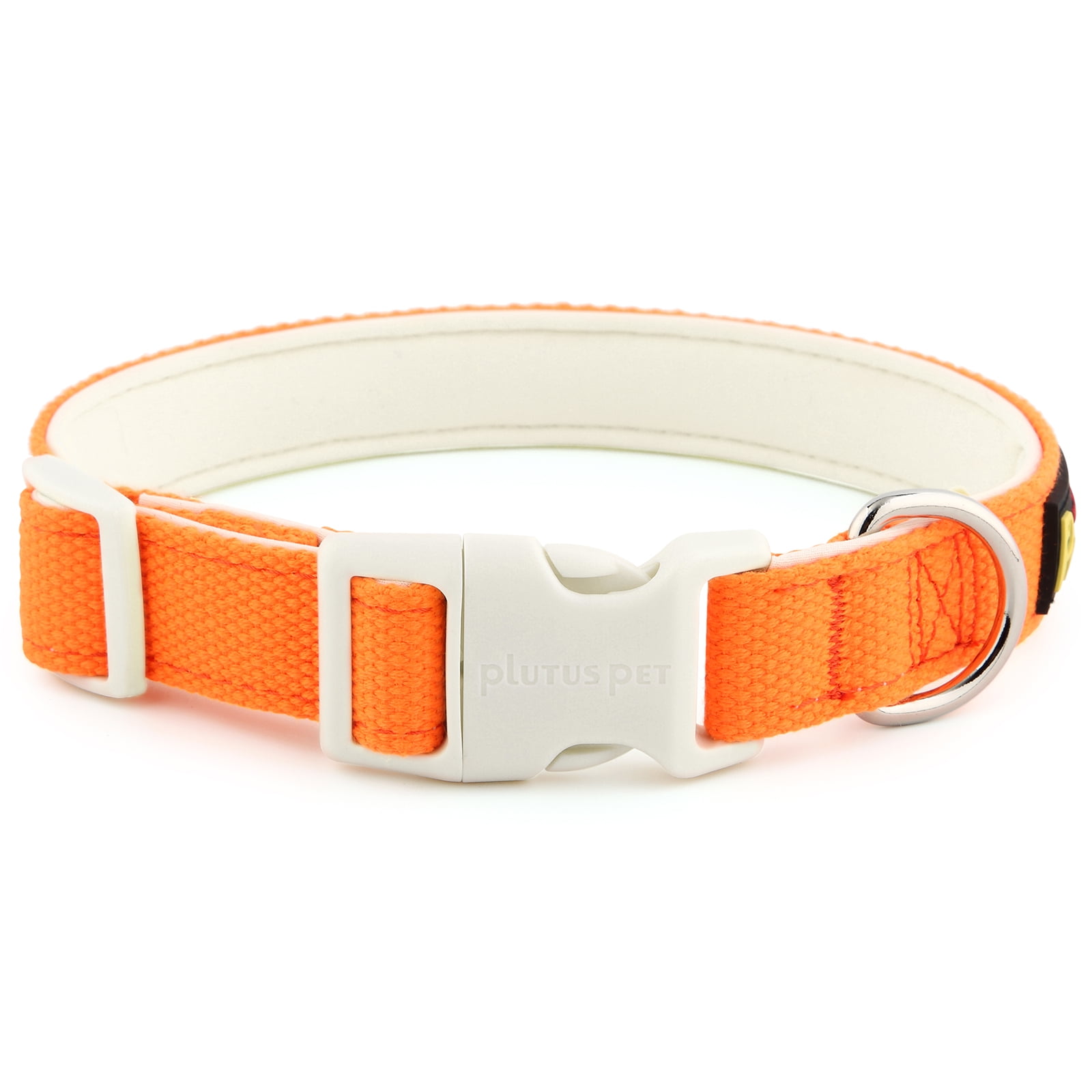 Plutus Pet Cotton Dog Collar, Heavy Duty Collar with Soft Padding, Orange, M - Walmart.com