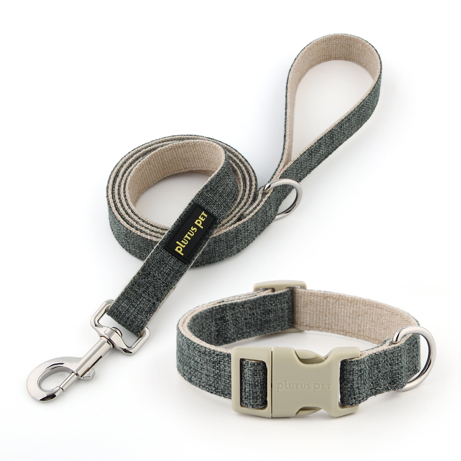Plutus Pet Cotton Hemp Dog Collar and Leash Set, Adjustable Collar for ...