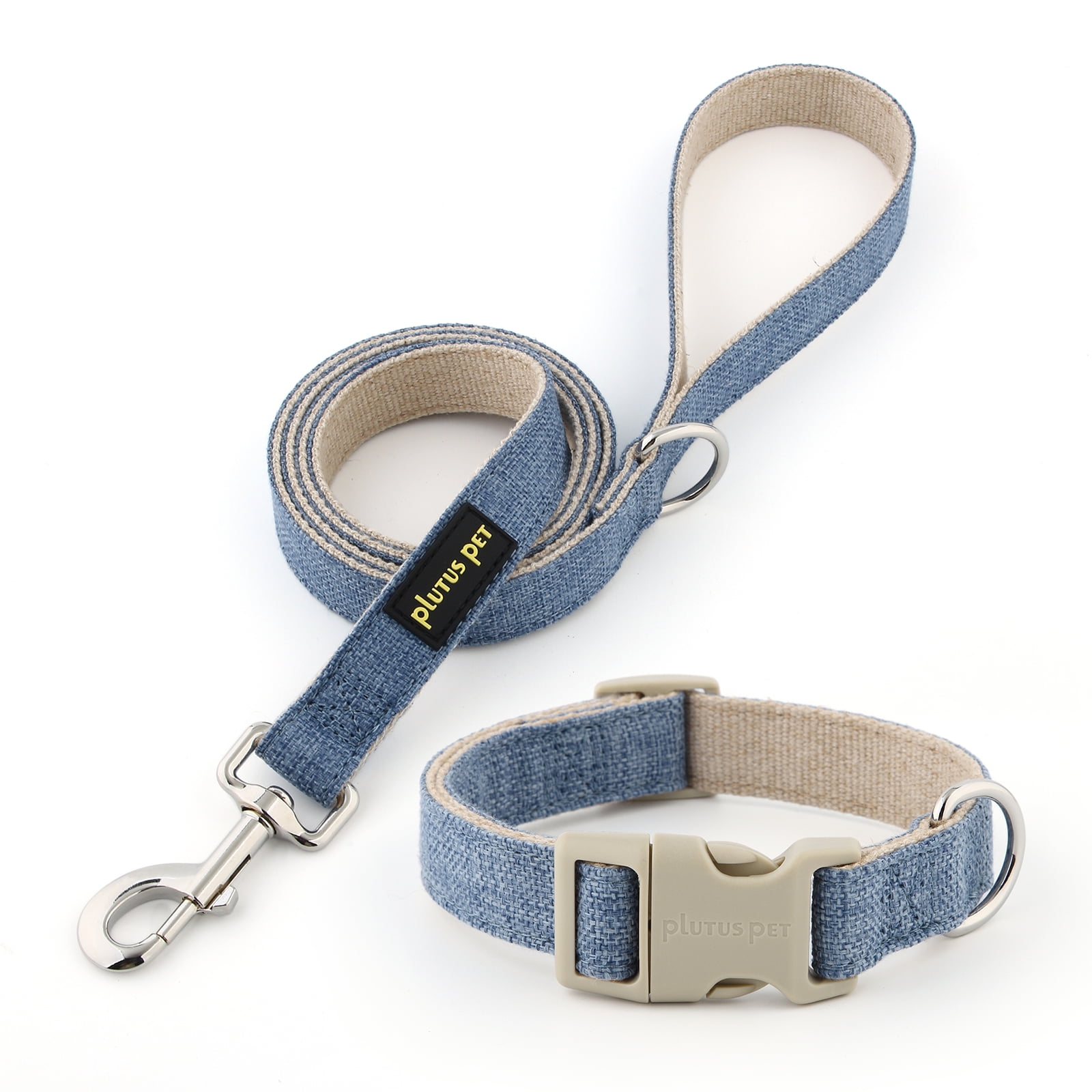 Plutus Pet Cotton Hemp Dog Collar and Leash Set, Adjustable Collar for ...