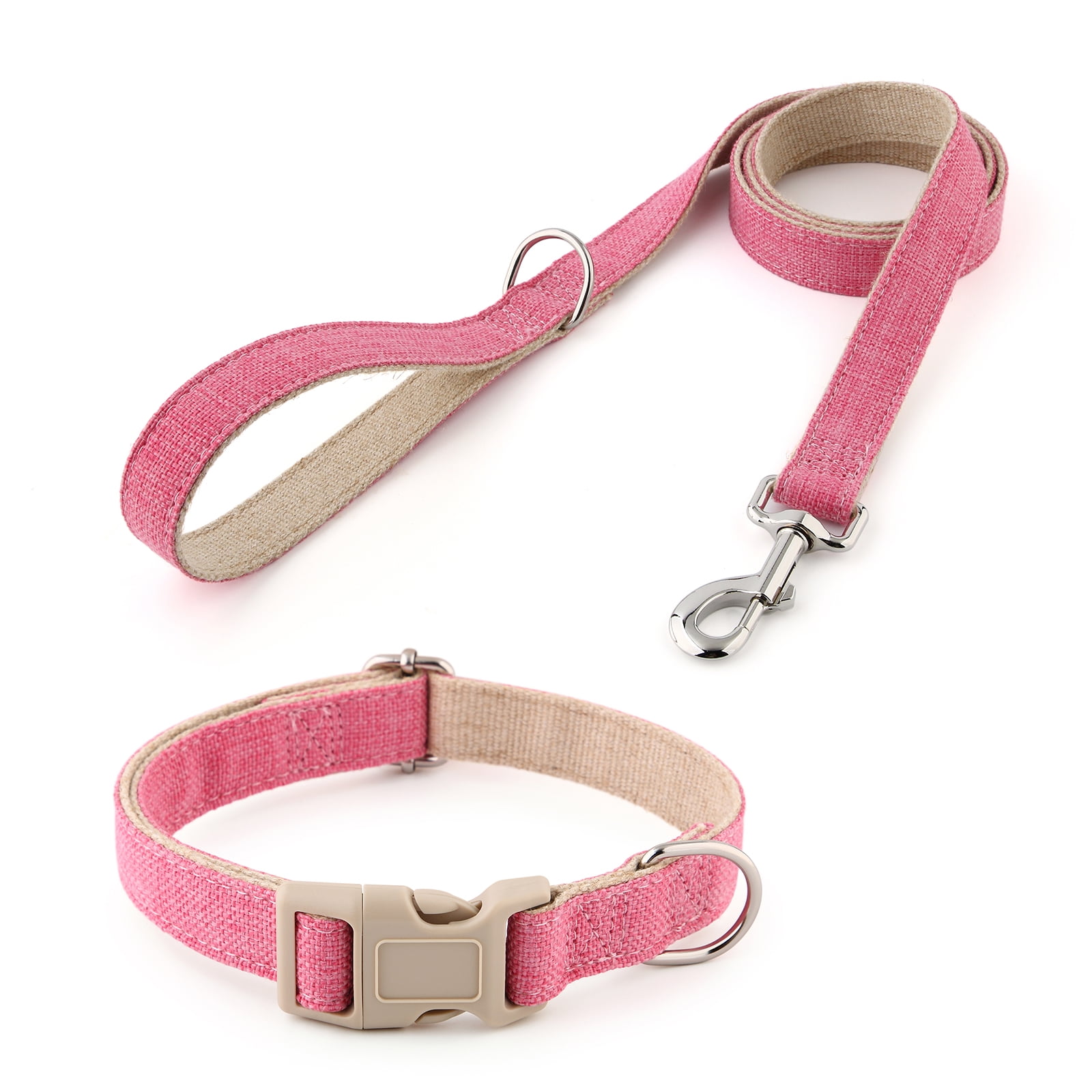 Plutus Pet Cotton Hemp Dog Collar and Leash Set, Adjustable Collar for ...