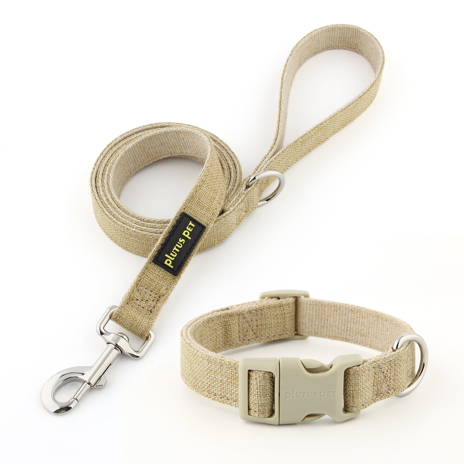 Plutus Pet Cotton Hemp Dog Collar and Leash Set, Adjustable Collar for ...