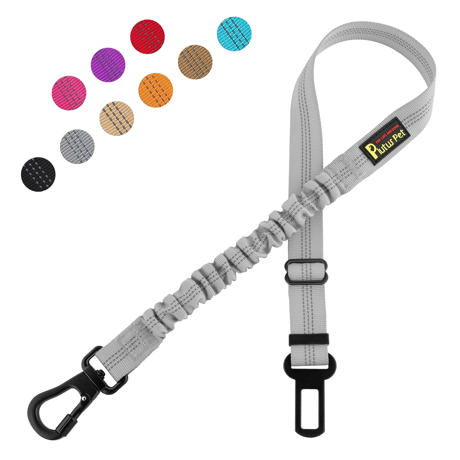 Plutus Pet Dog Seat Belt for Car, Adjustable with Carabiner Clip, Gray ...