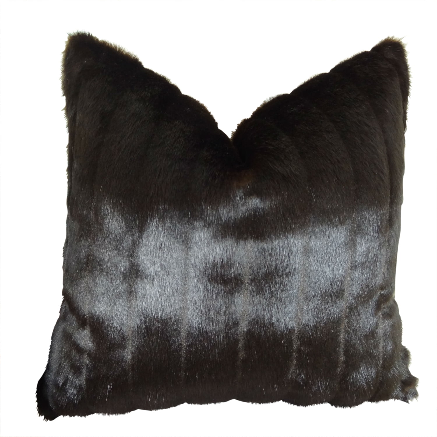 Plutus Tip Dyed Brown Faux Mink Handmade Double Sided Throw Pillow ...