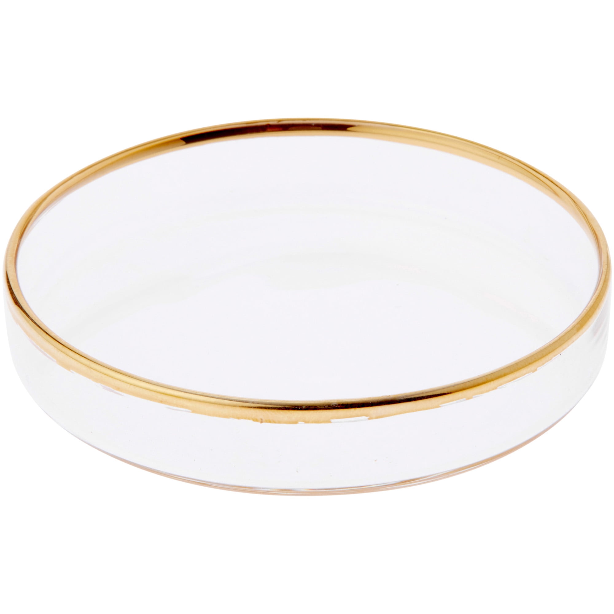 Plymor 3" x 3" Round Glass Display Tray (Gold Rim) - Walmart Business ...