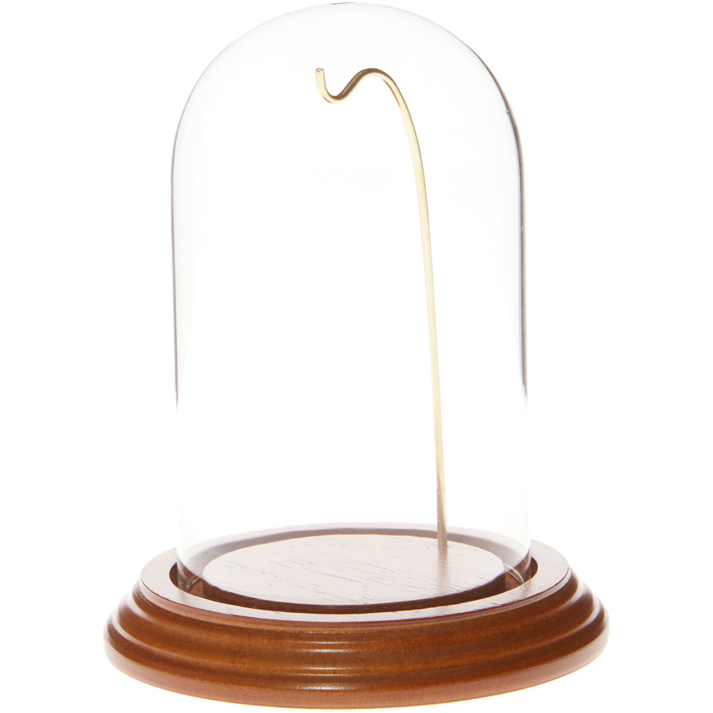 Plymor 3" x 5" Watch Glass Display Dome Cloche (Oak Veneer Base & Gold ...