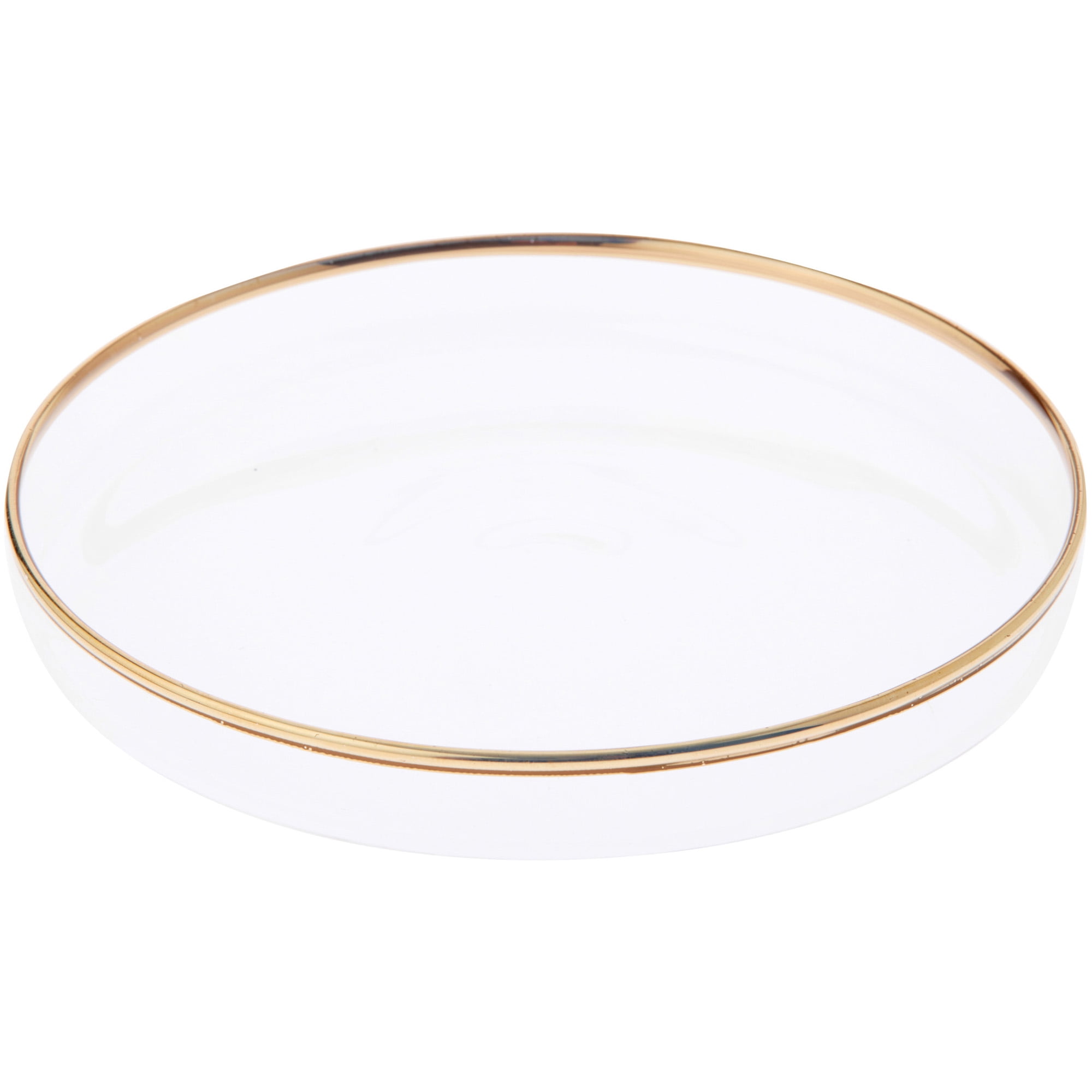 Plymor 4.5" x 4.5" Round Glass Display Tray (Gold Rim), Pack of 2 ...