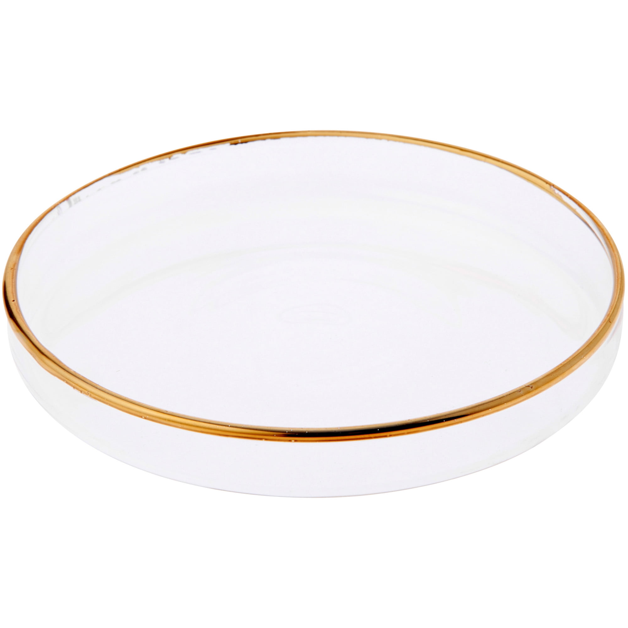 Plymor 4" x 4" Round Glass Display Tray (Gold Rim) - Walmart.com