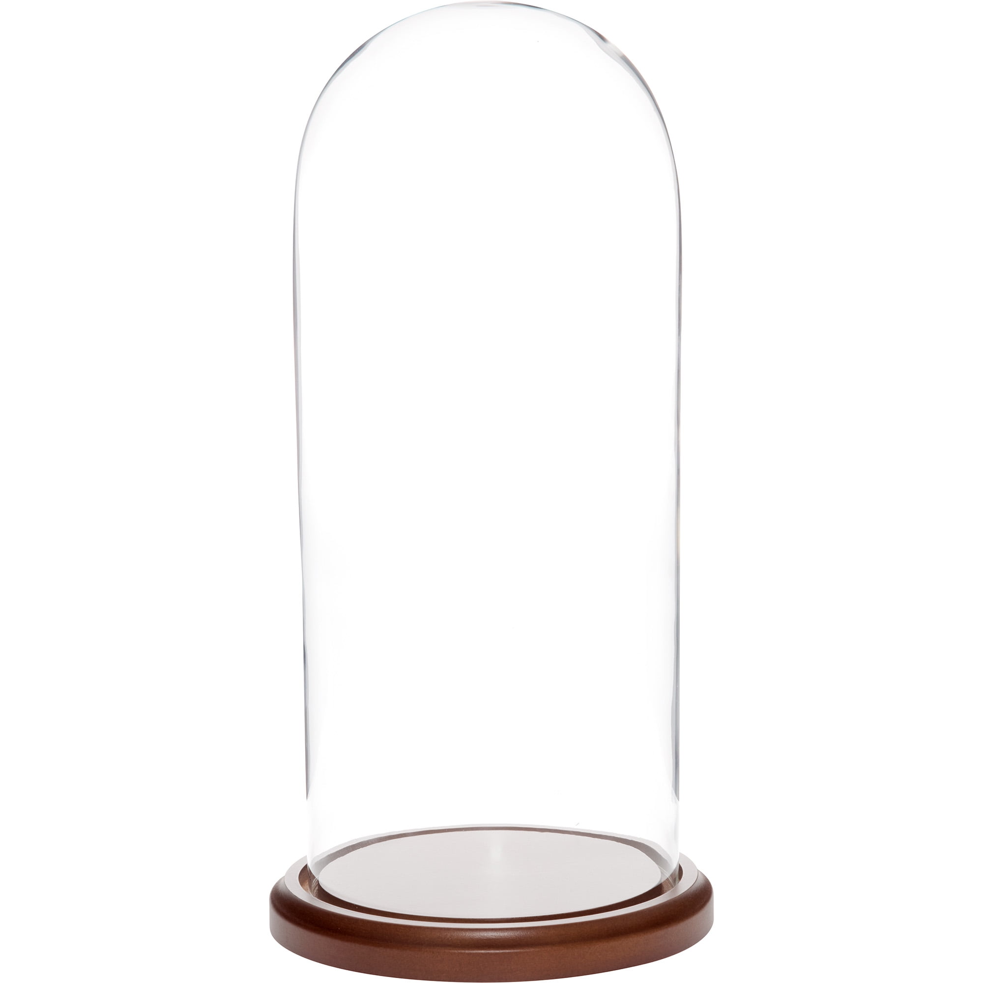 Plymor 5.5 inch x 13 inch Glass Display Dome Cloche (Dark Wood Base ...