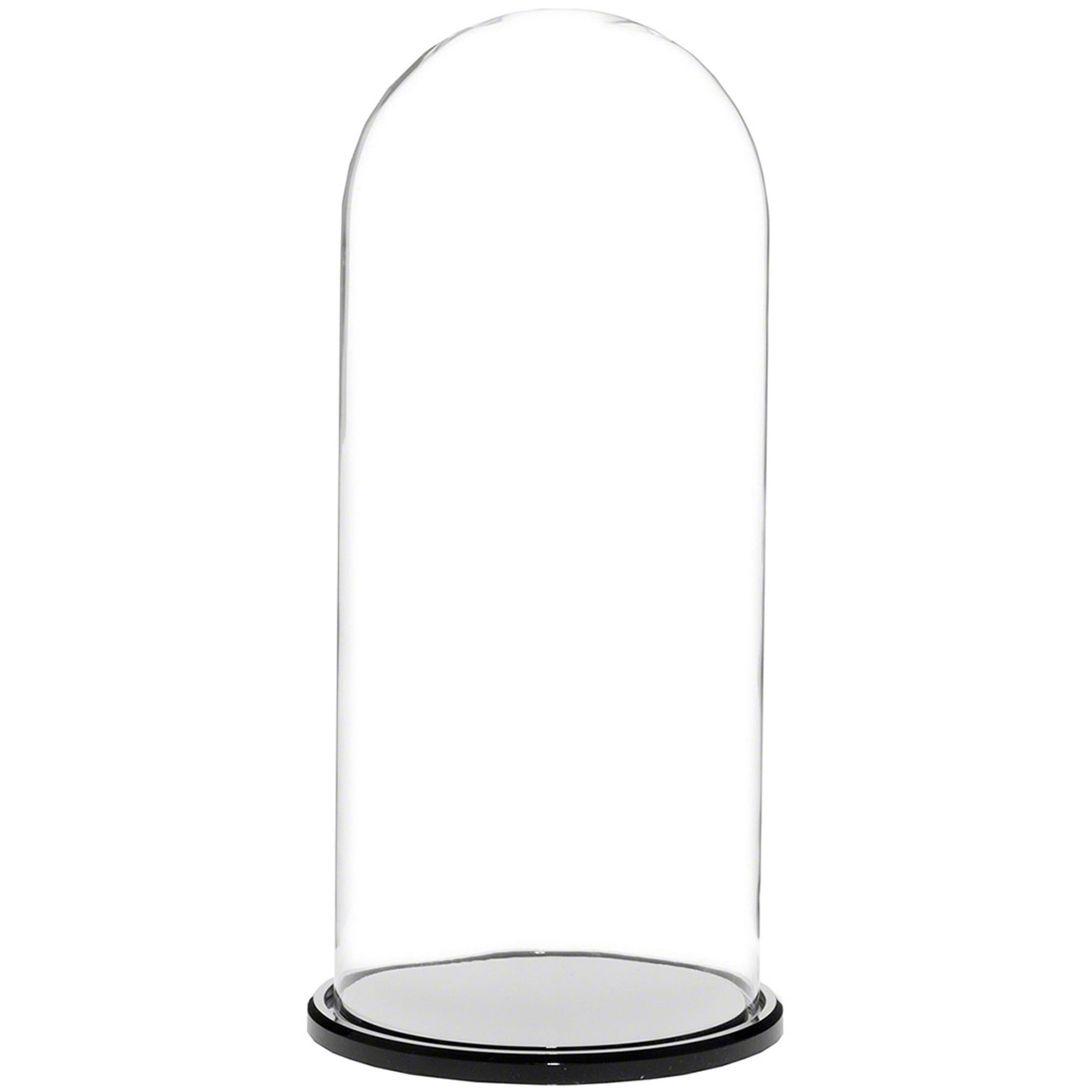 Plymor 5.5" x 13" Glass Display Dome Cloche (Black Acrylic Base ...