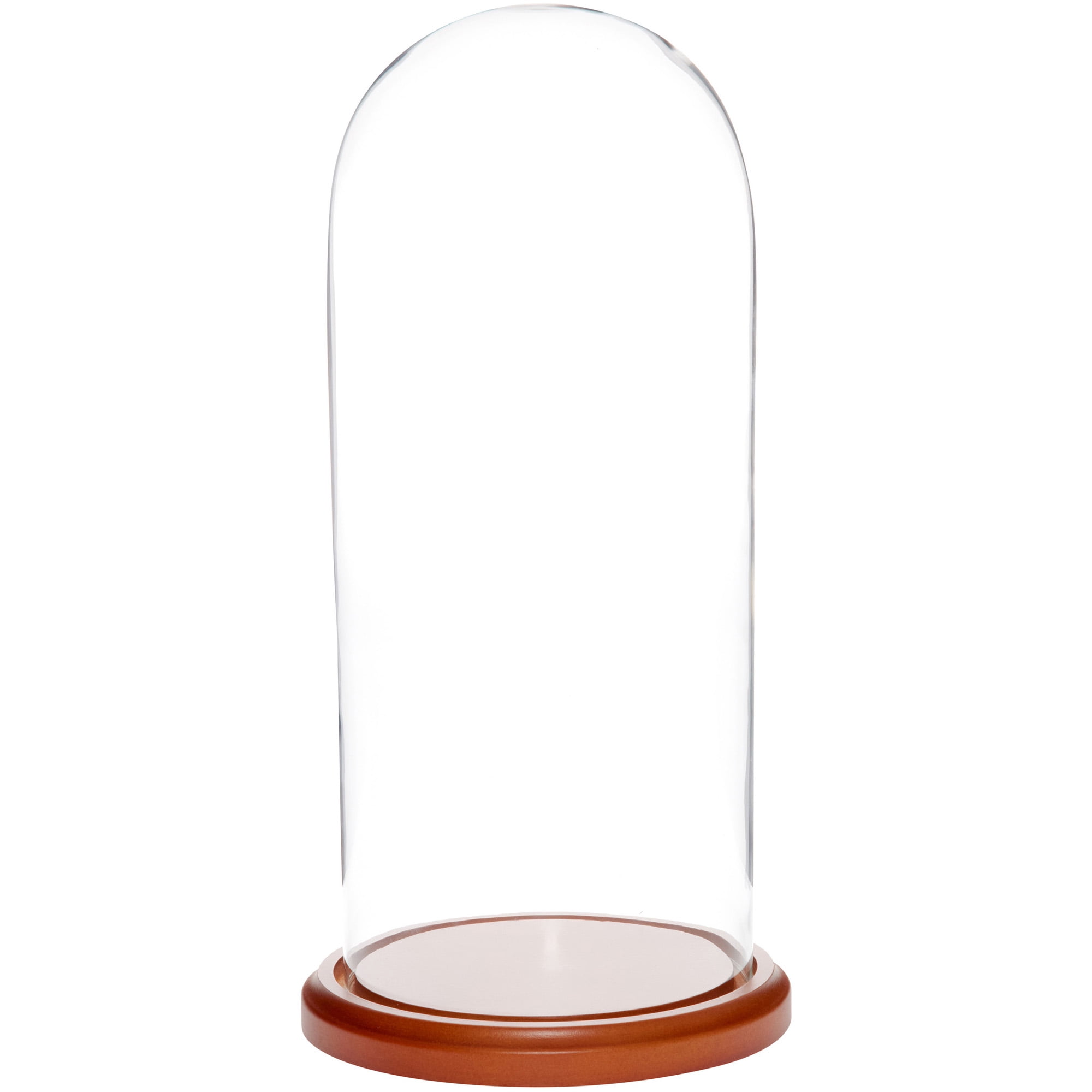Plymor 5.5" x 13" Glass Display Dome Cloche (Walnut MDF Base) - Walmart.com