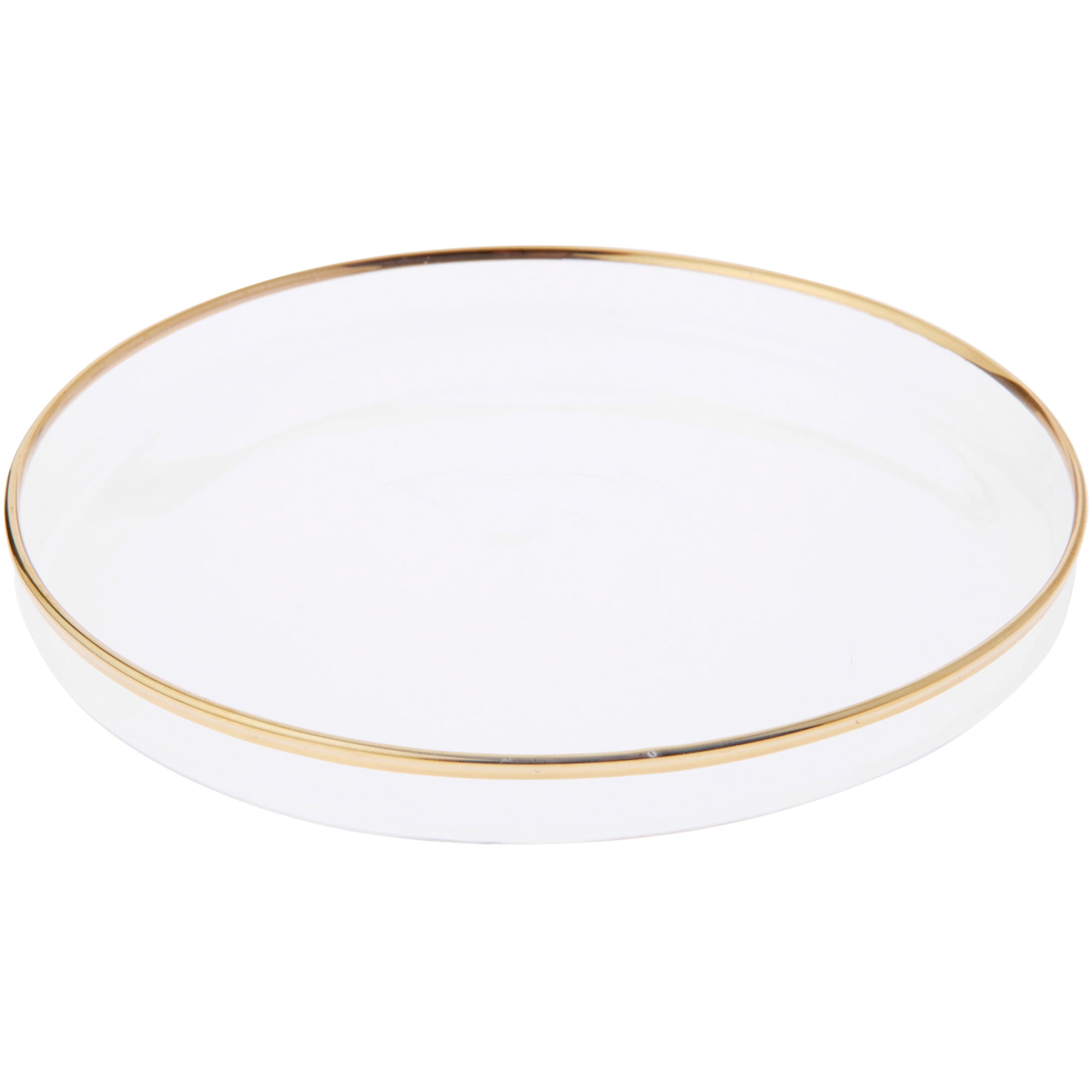 Plymor 5.5" x 5.5" Round Glass Display Tray (Gold Rim), Pack of 6 ...