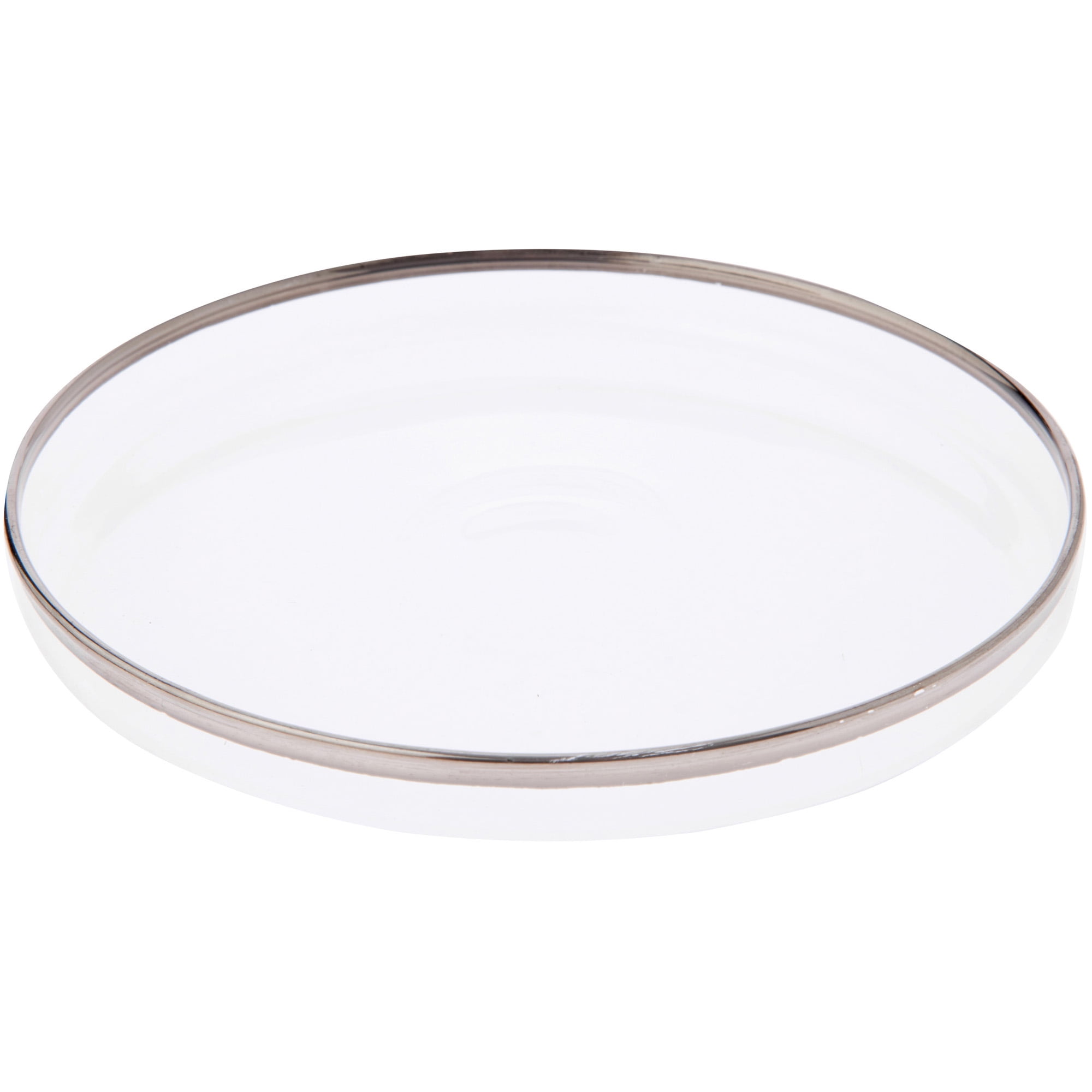 Plymor 5.5" x 5.5" Round Glass Display Tray (Silver Rim), Pack of 2 ...