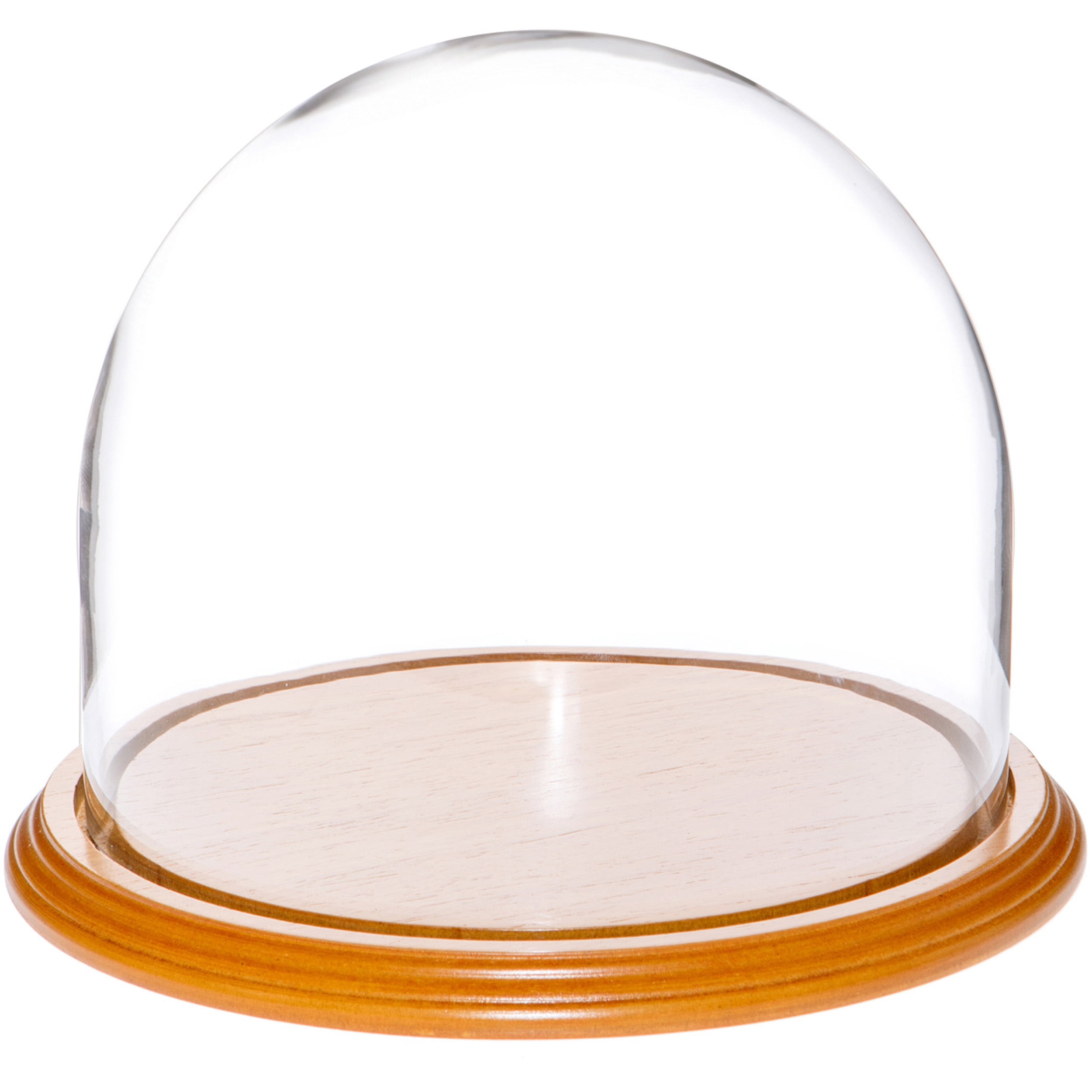 Plymor 8" x 6.5" Glass Display Dome Cloche (Oak Veneer Base) - Walmart.com