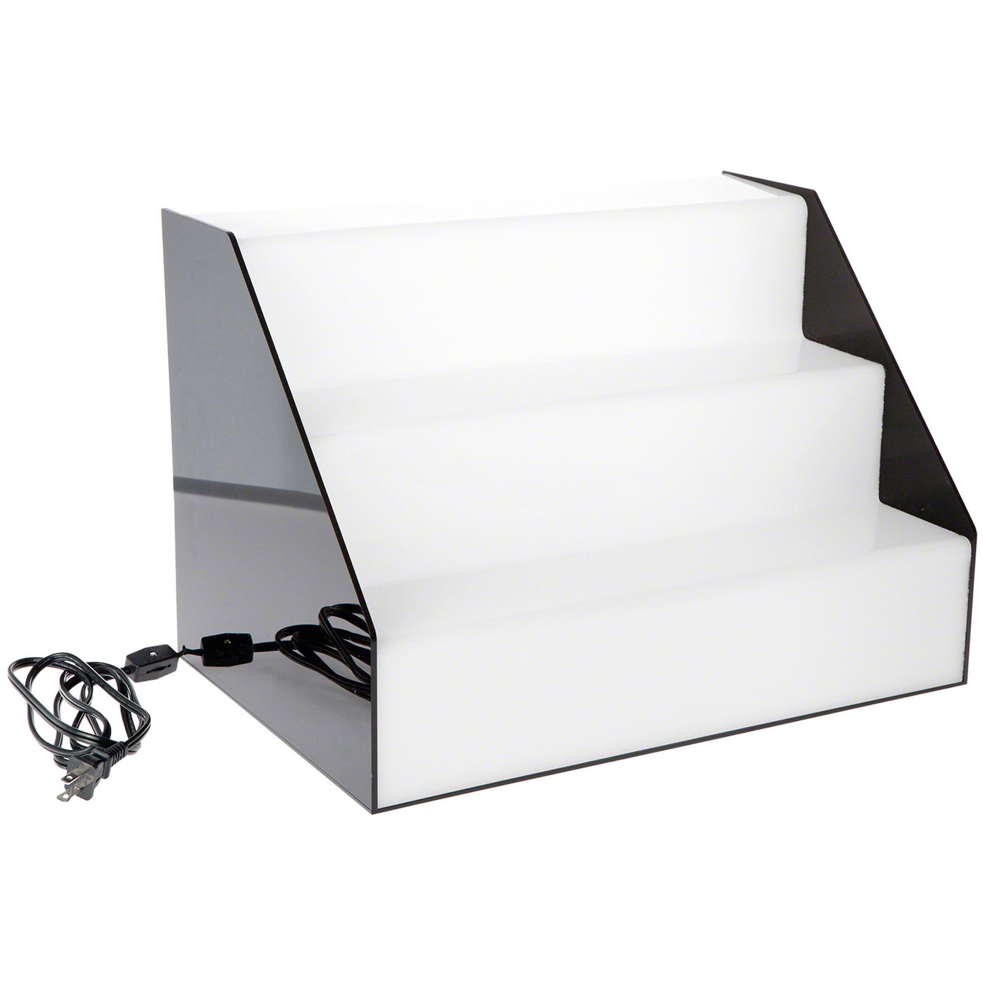Plymor Black/White Acrylic 3-Step Display Stairs (Backlit), 12.5" H x ...