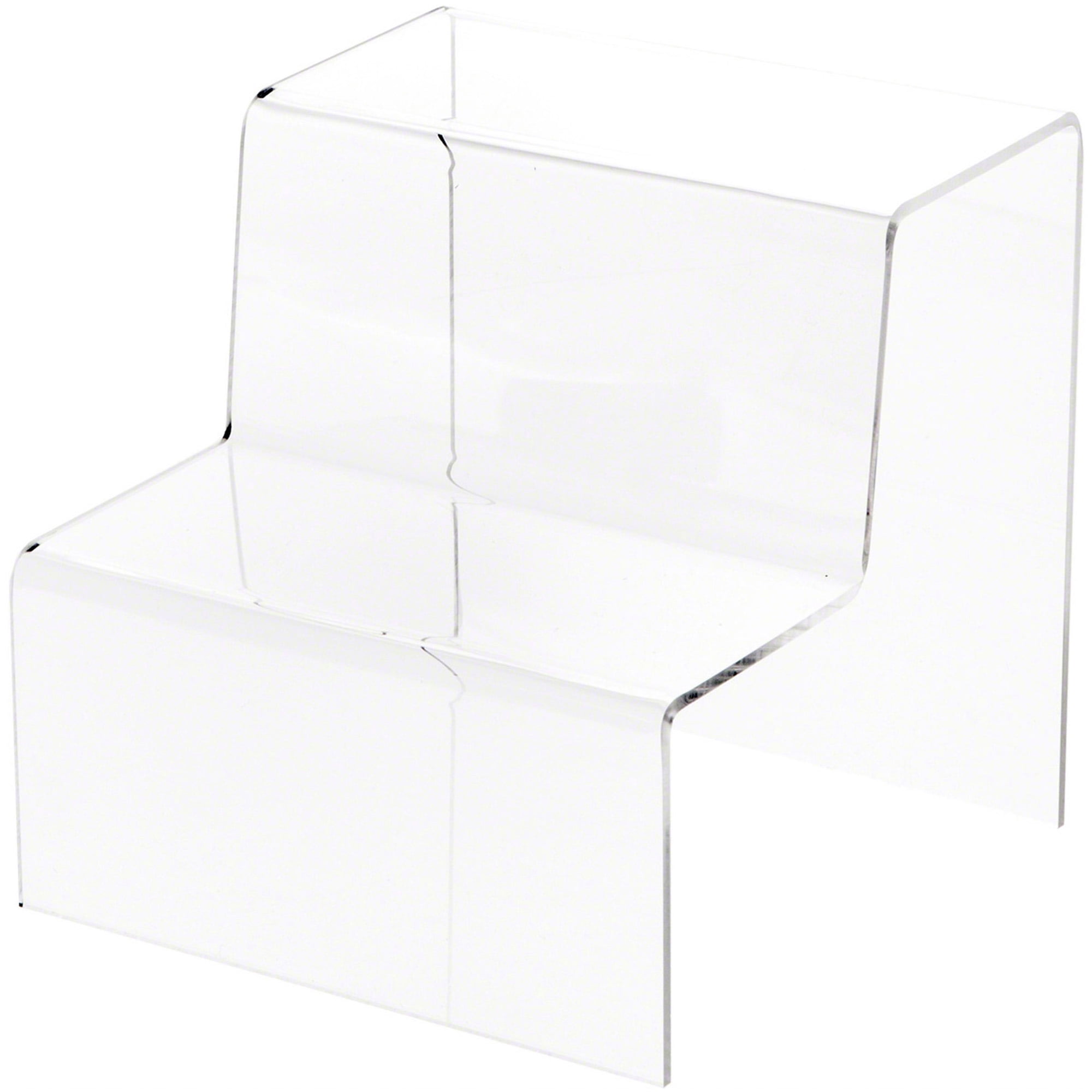 Plymor Clear Acrylic 2-Step Solid Back Display Stairs, 6.125" H x 6" W ...