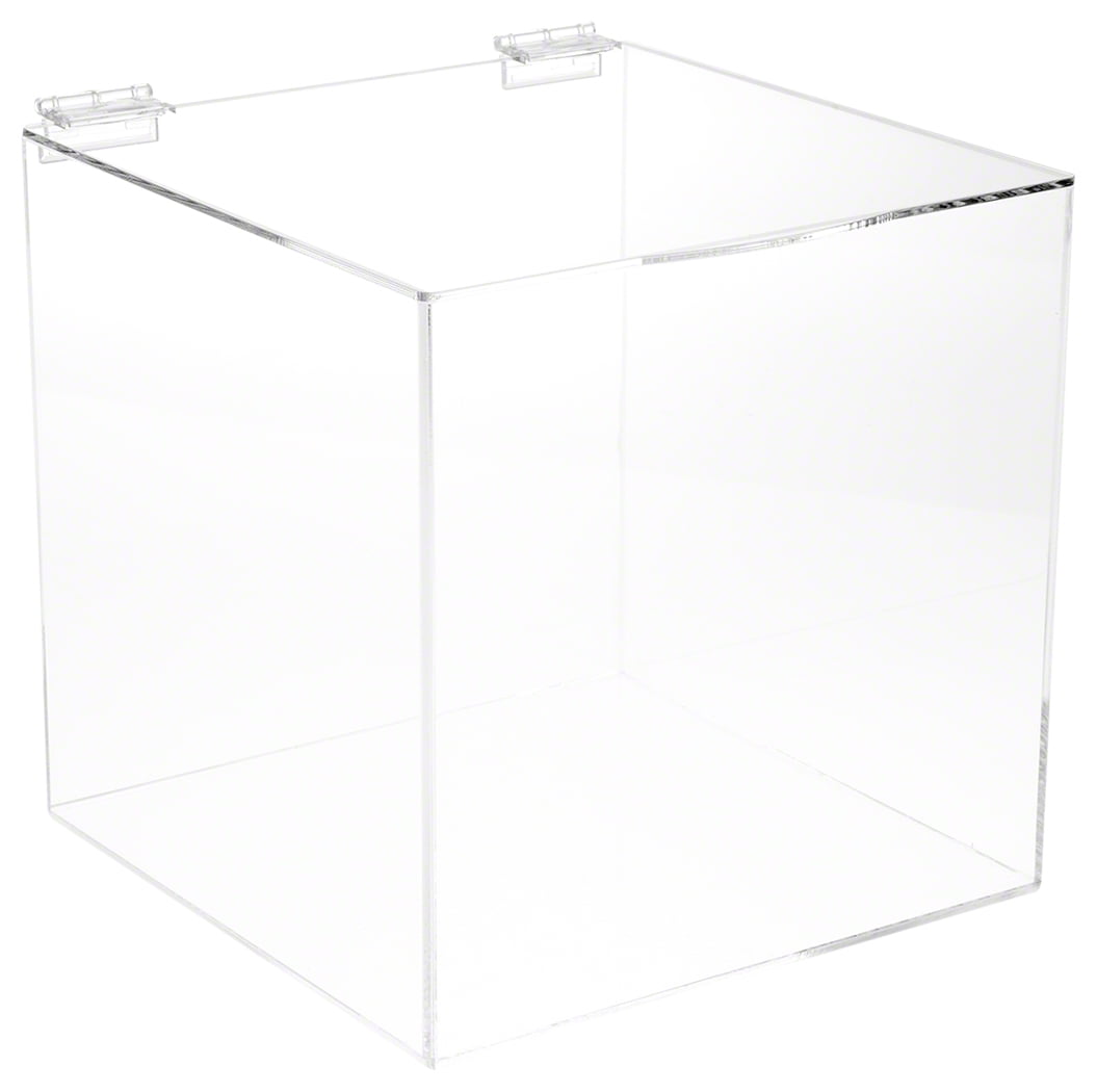 Plymor Clear Acrylic Display Case Box With Hinged Lid, 10" x 10" x 10 ...