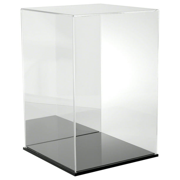 Plymor Clear Acrylic Display Case with Black Base (Mirror Back), 12" W ...