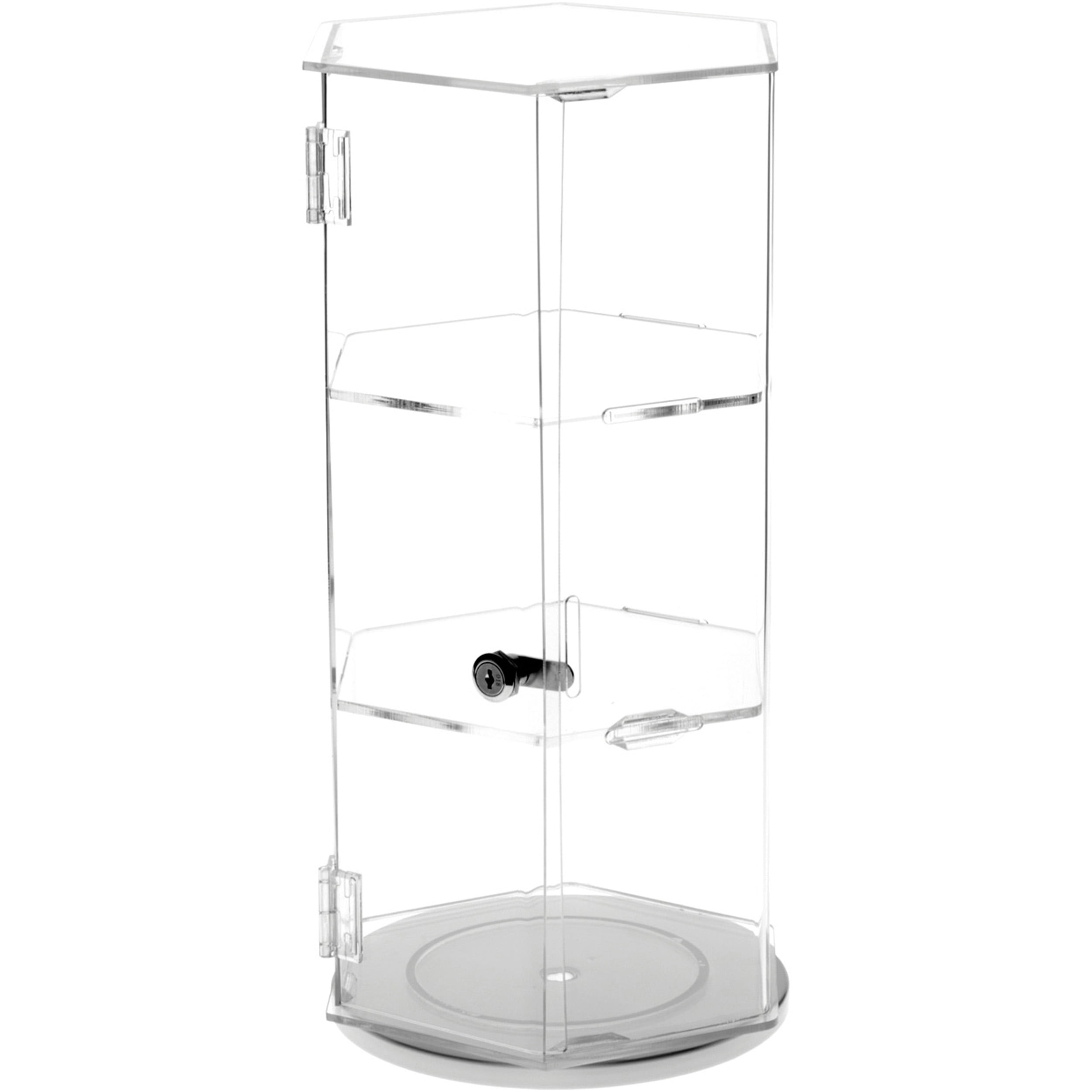Plymor Clear Acrylic Hexagonal Locking Display Case, Rotating Base, 2 ...