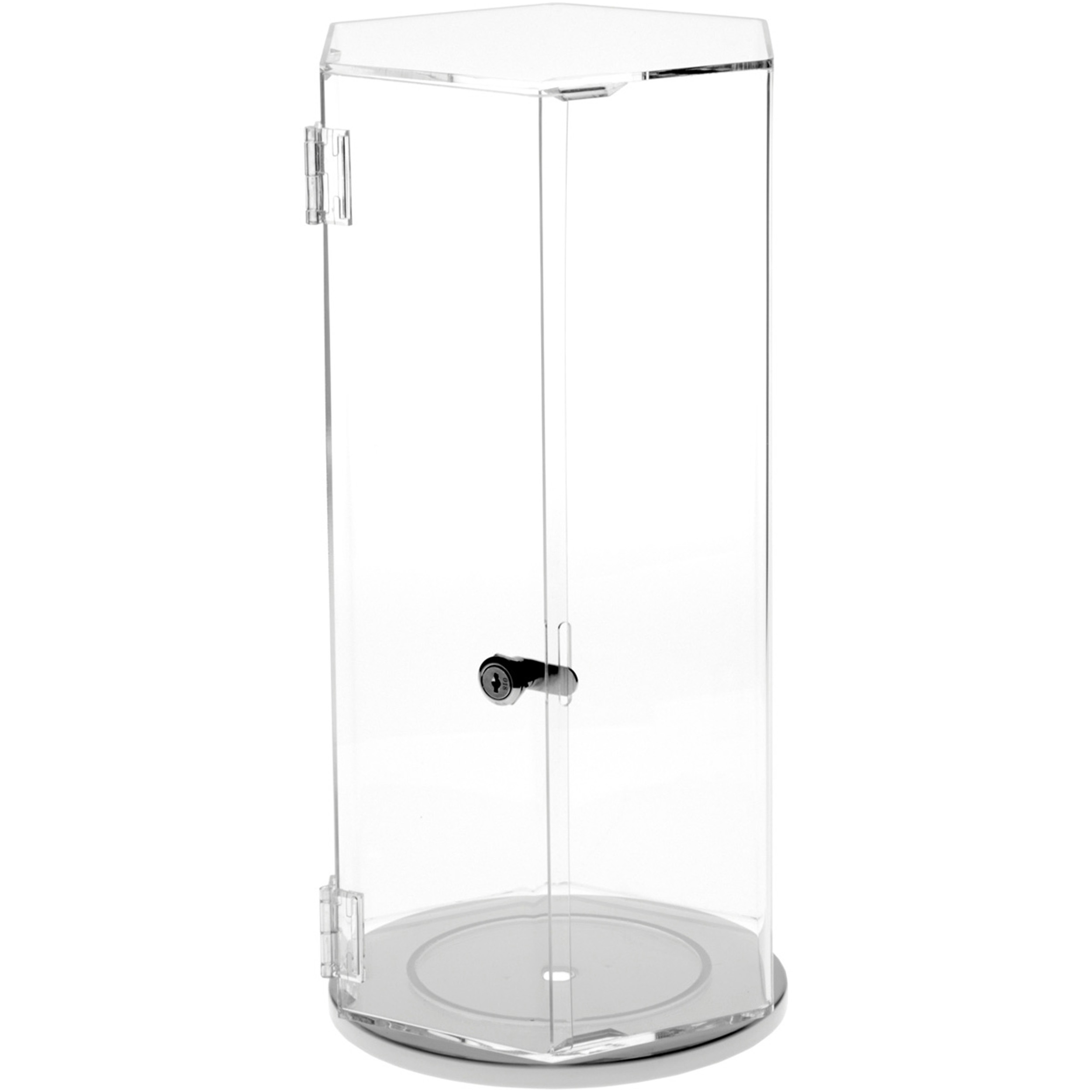 Plymor Clear Acrylic Hexagonal Locking Display Case, Rotating Base, No ...