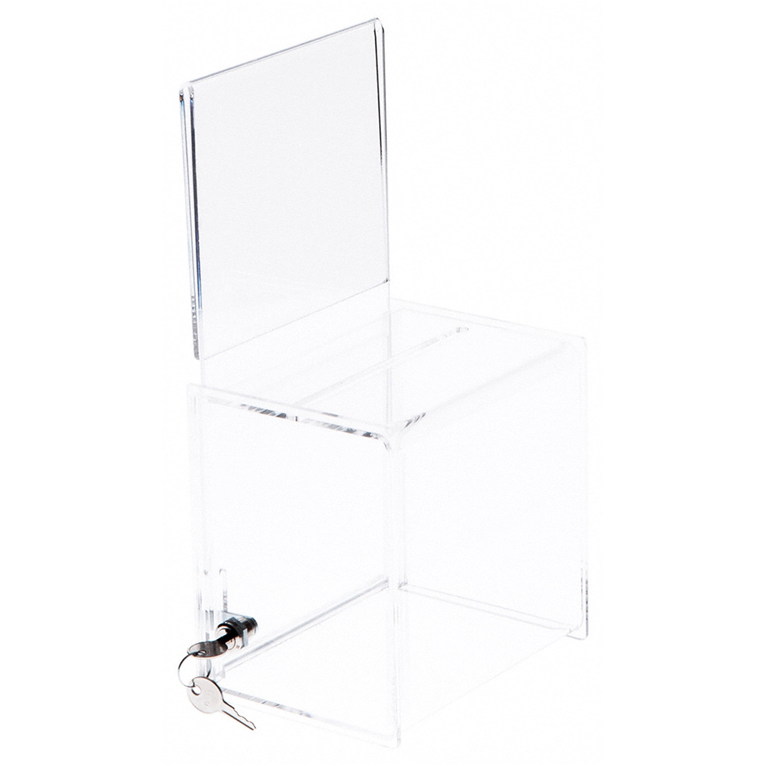 Plymor Clear Acrylic Locking Ballot / Collection Box + Sign Holder, 6. ...