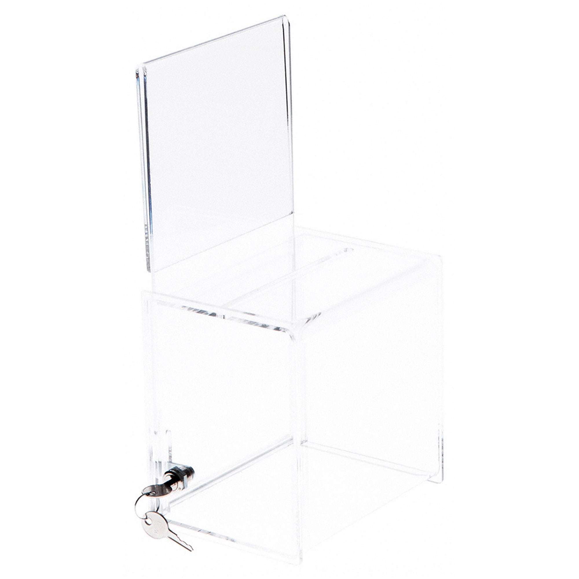 Plymor Clear Acrylic Locking Ballot / Collection Box + Sign Holder, 6. ...