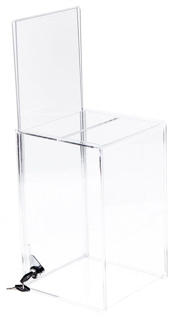 Plymor Clear Acrylic Locking Ballot / Collection Box With Sign Holder ...