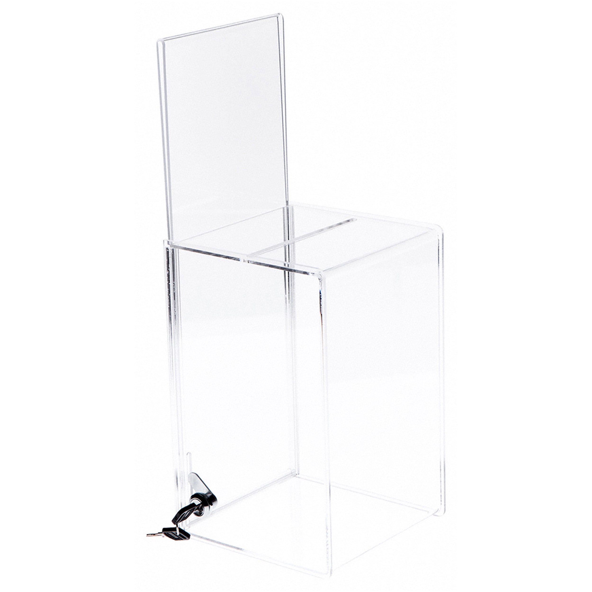 Plymor Clear Acrylic Locking Ballot / Collection Box With Sign Holder ...