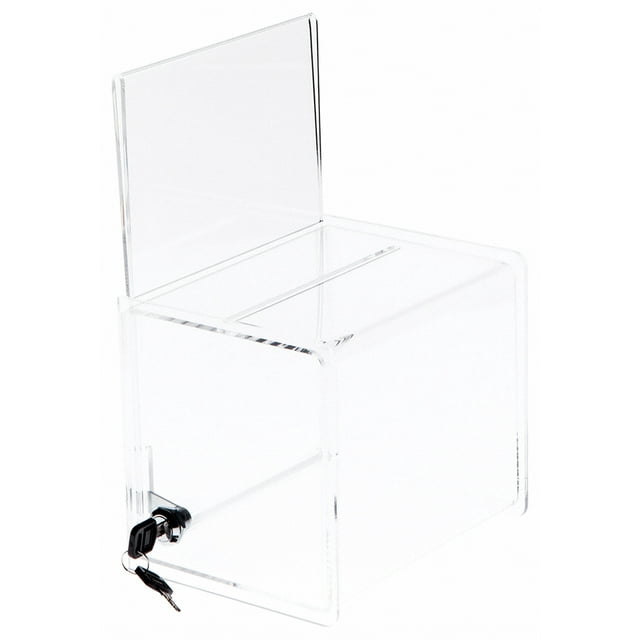 Plymor Clear Acrylic Locking Ballot / Collection Box With Sign Holder ...