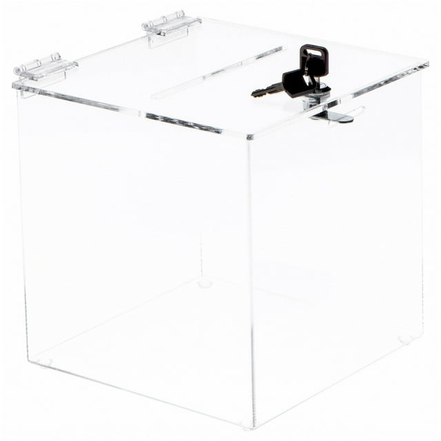 Plymor Clear Acrylic Locking Ballot / Collection / Donation Box, 8" W x 8" D x 8" H - Walmart.com