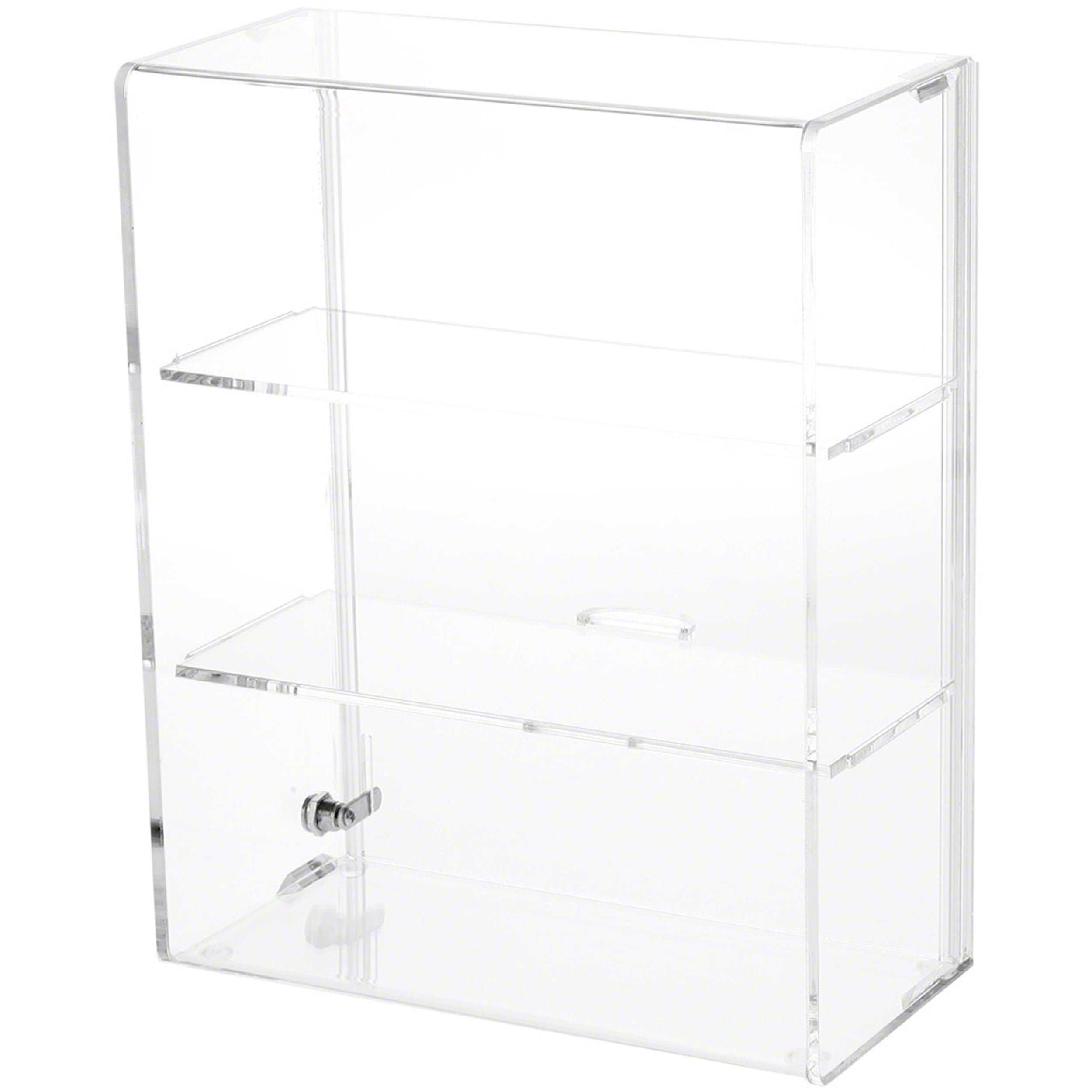 Plymor Clear Acrylic Locking Display Case with Sliding Back, 2 Shelves ...