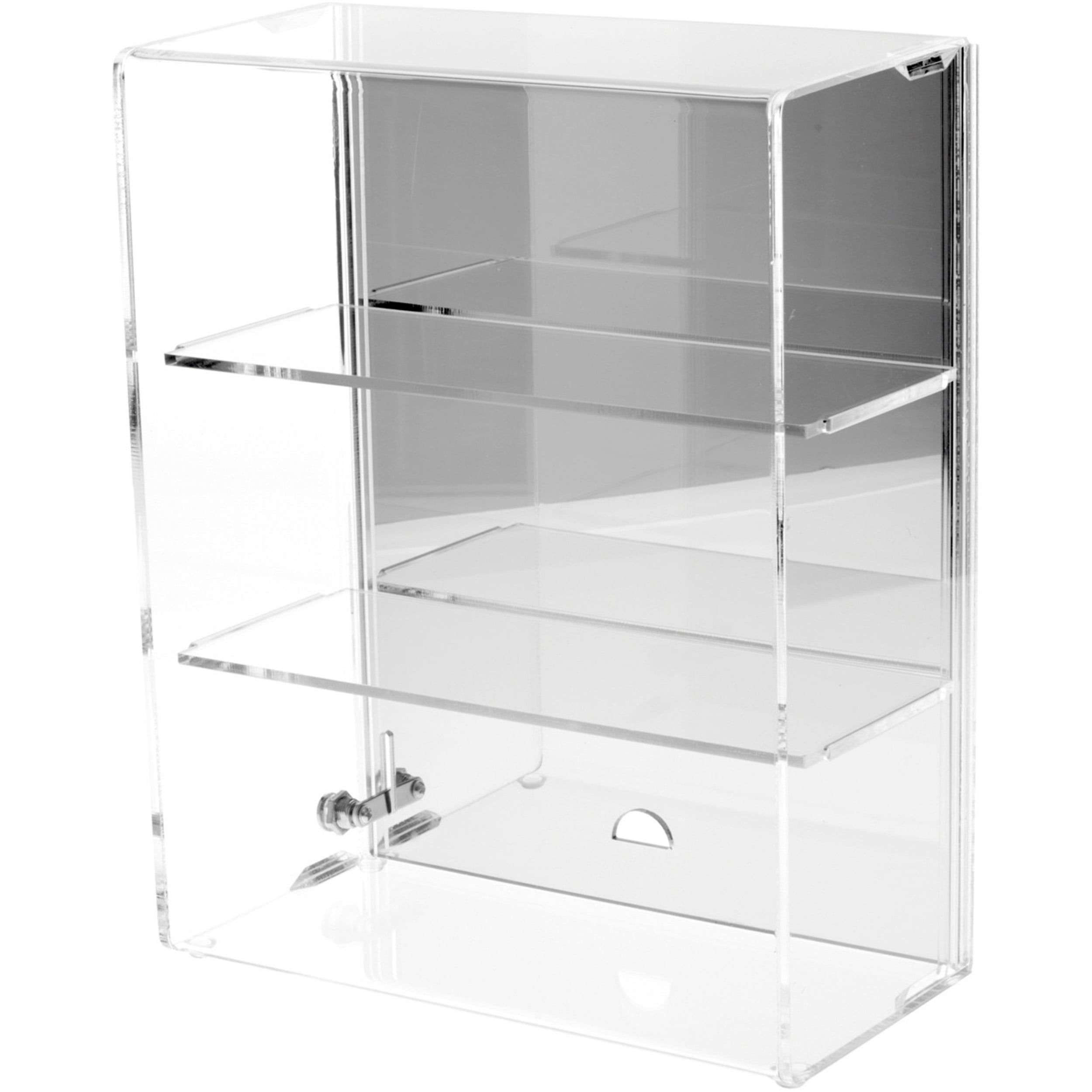 Plymor Clear Acrylic Locking Display Case with Sliding Back, 2 Shelves ...