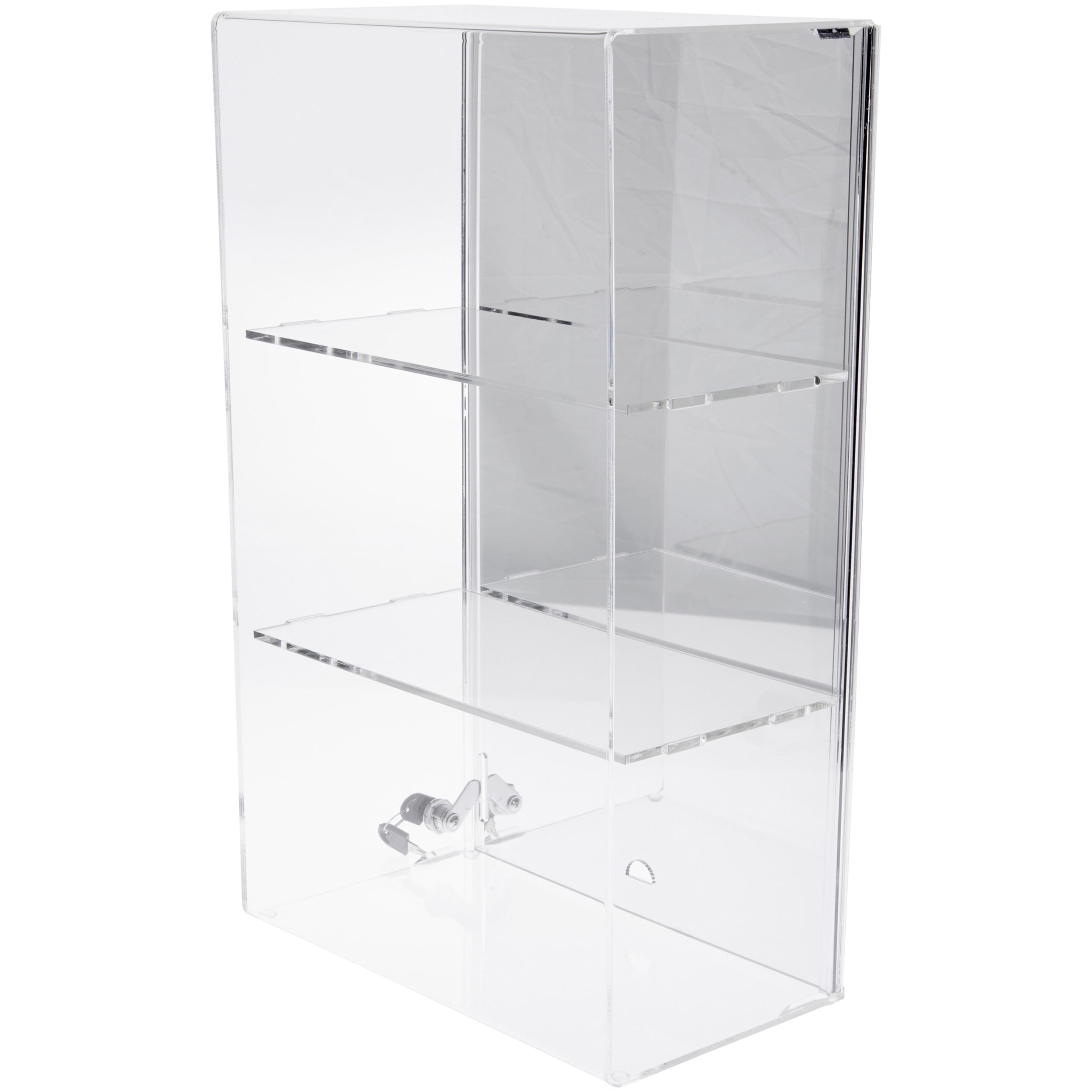 Plymor Clear Acrylic Locking Display Case with Sliding Back, 2 Shelves ...