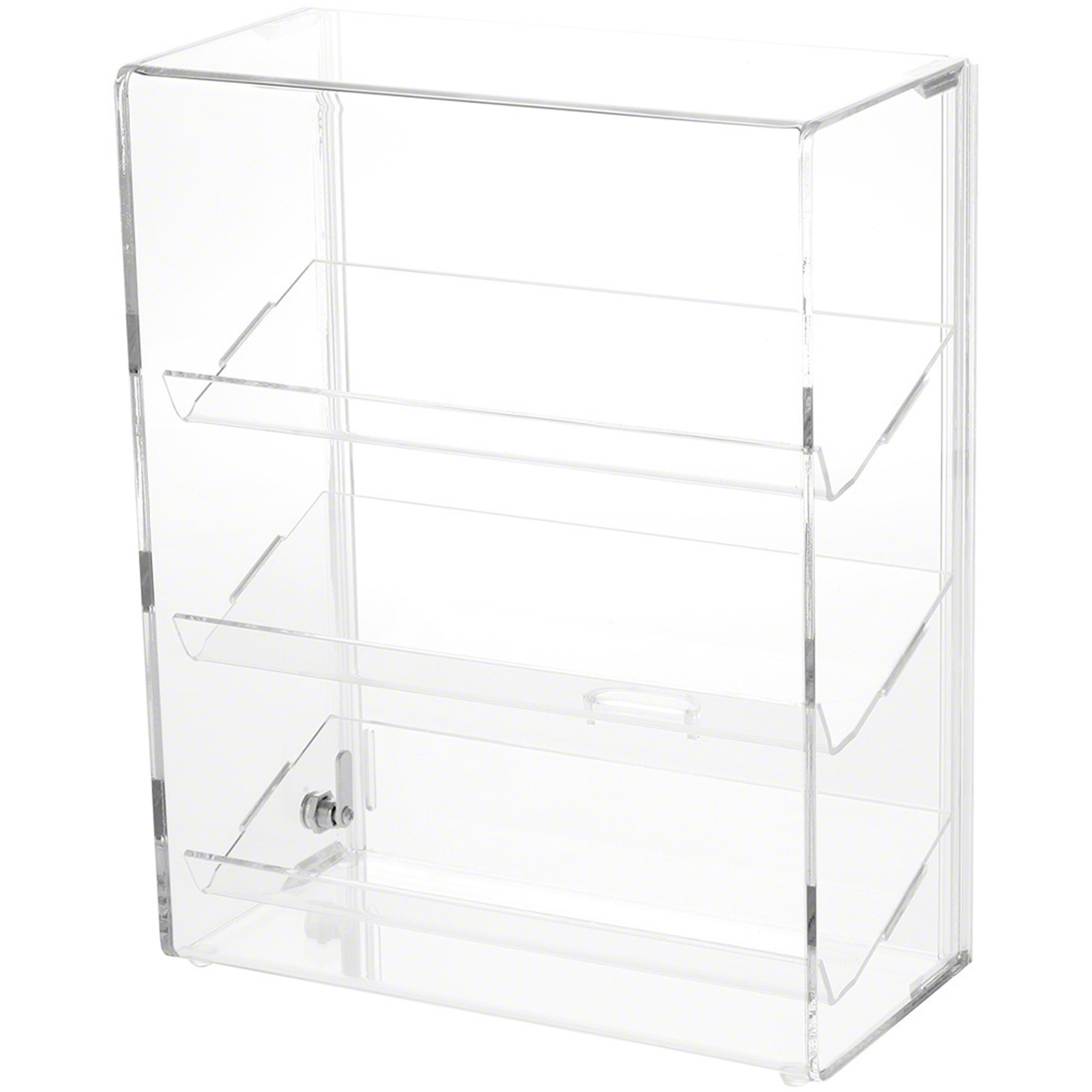 Plymor Clear Acrylic Locking Display Case with Sliding Back, 3 Angled ...