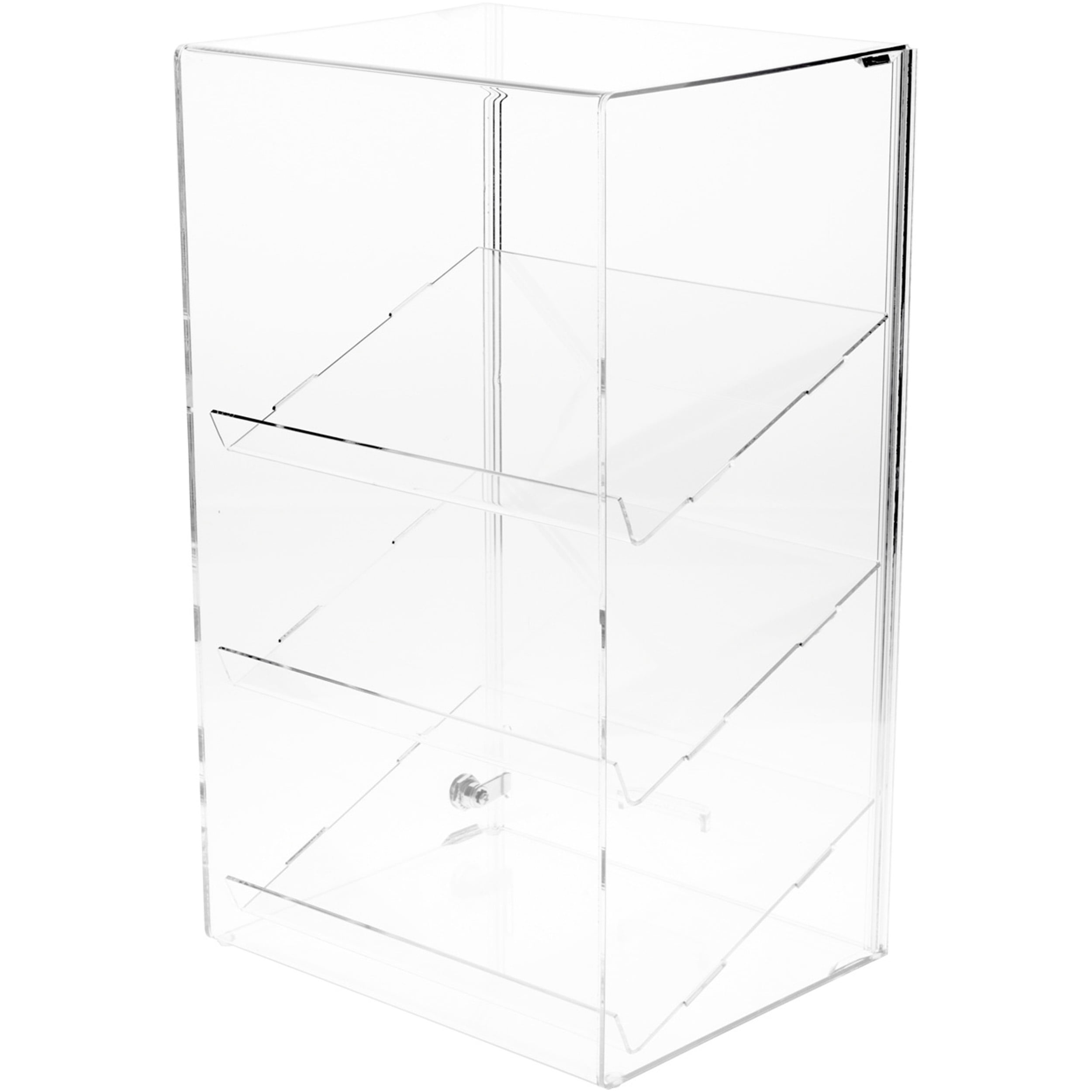 Plymor Clear Acrylic Locking Display Case with Sliding Back, 3 Angled ...