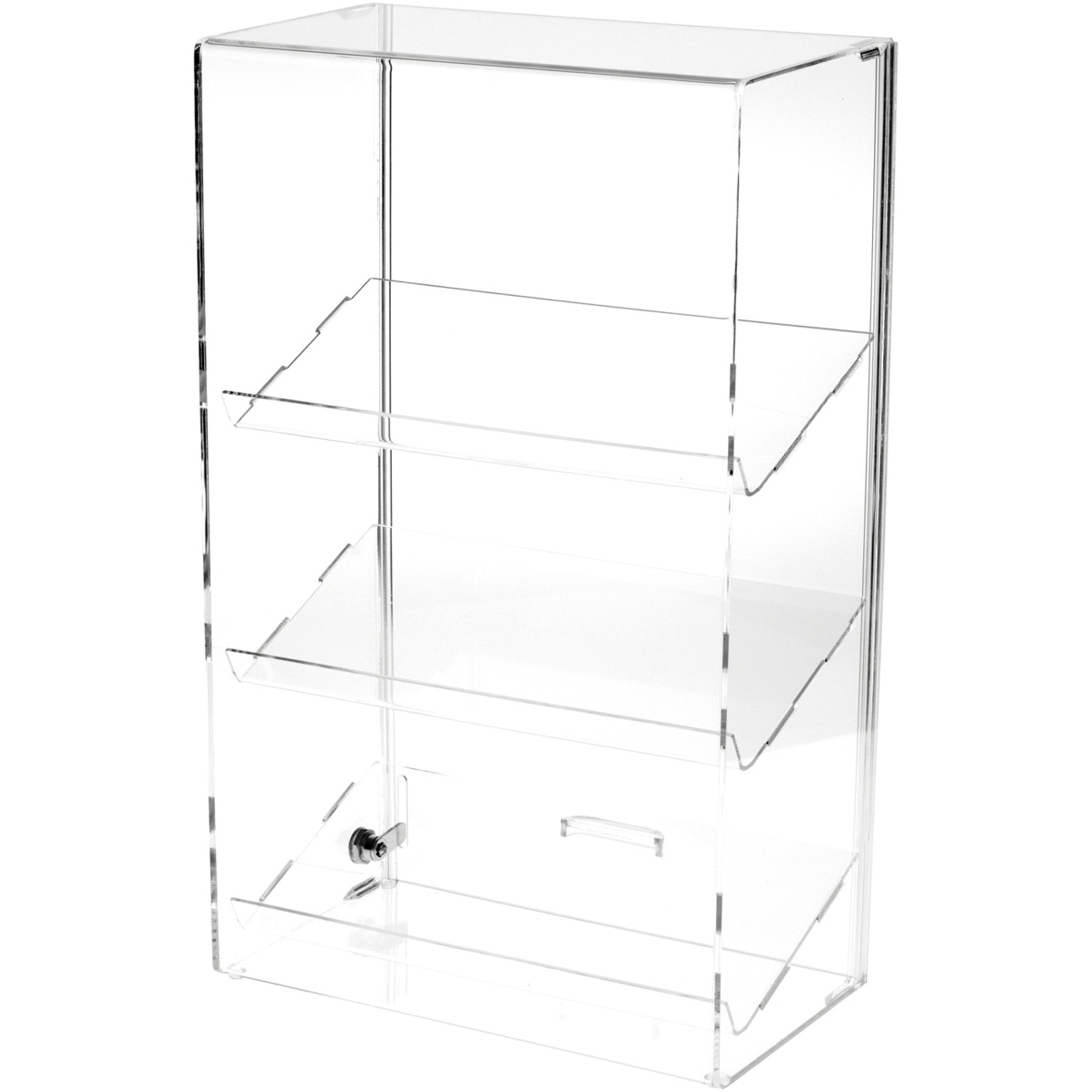 Plymor Clear Acrylic Locking Display Case with Sliding Back, 3 Angled ...